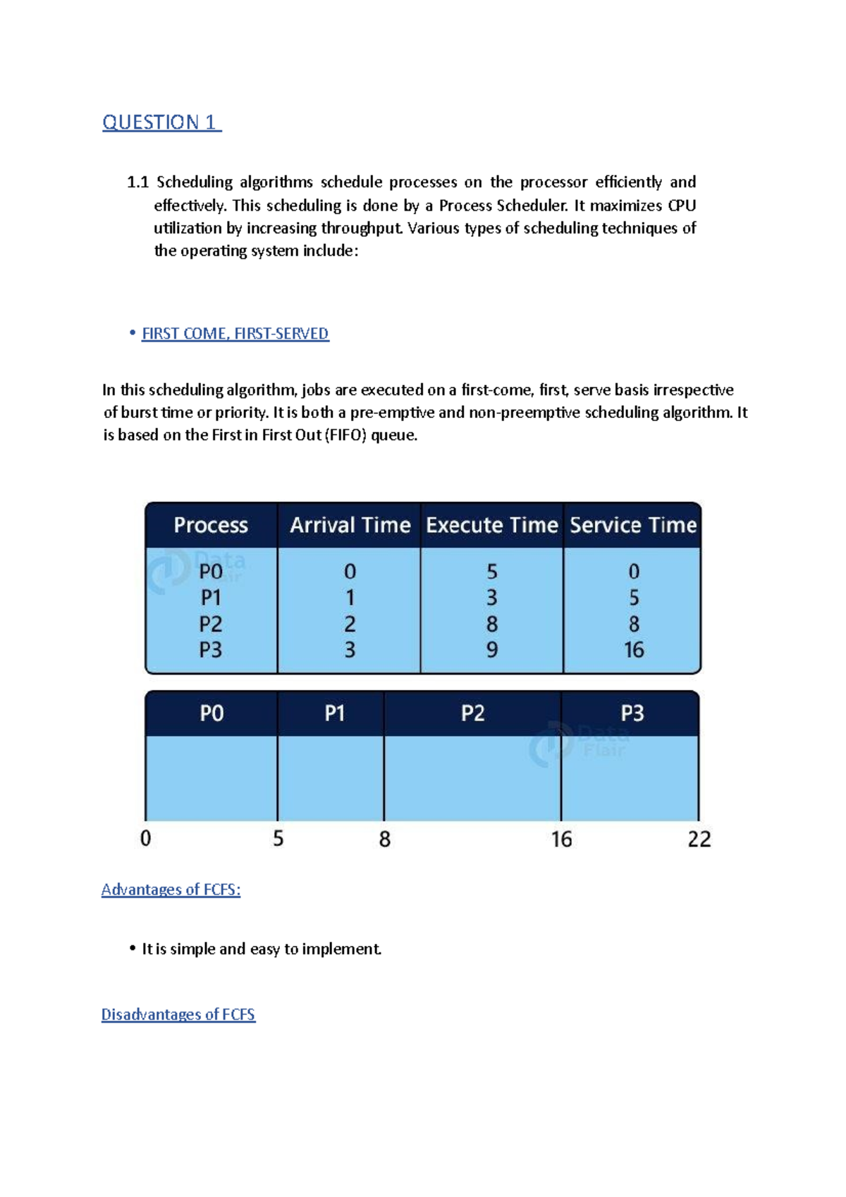 Nashil system software - QUESTION 1 1 Scheduling algorithms schedule processes on the processor ...