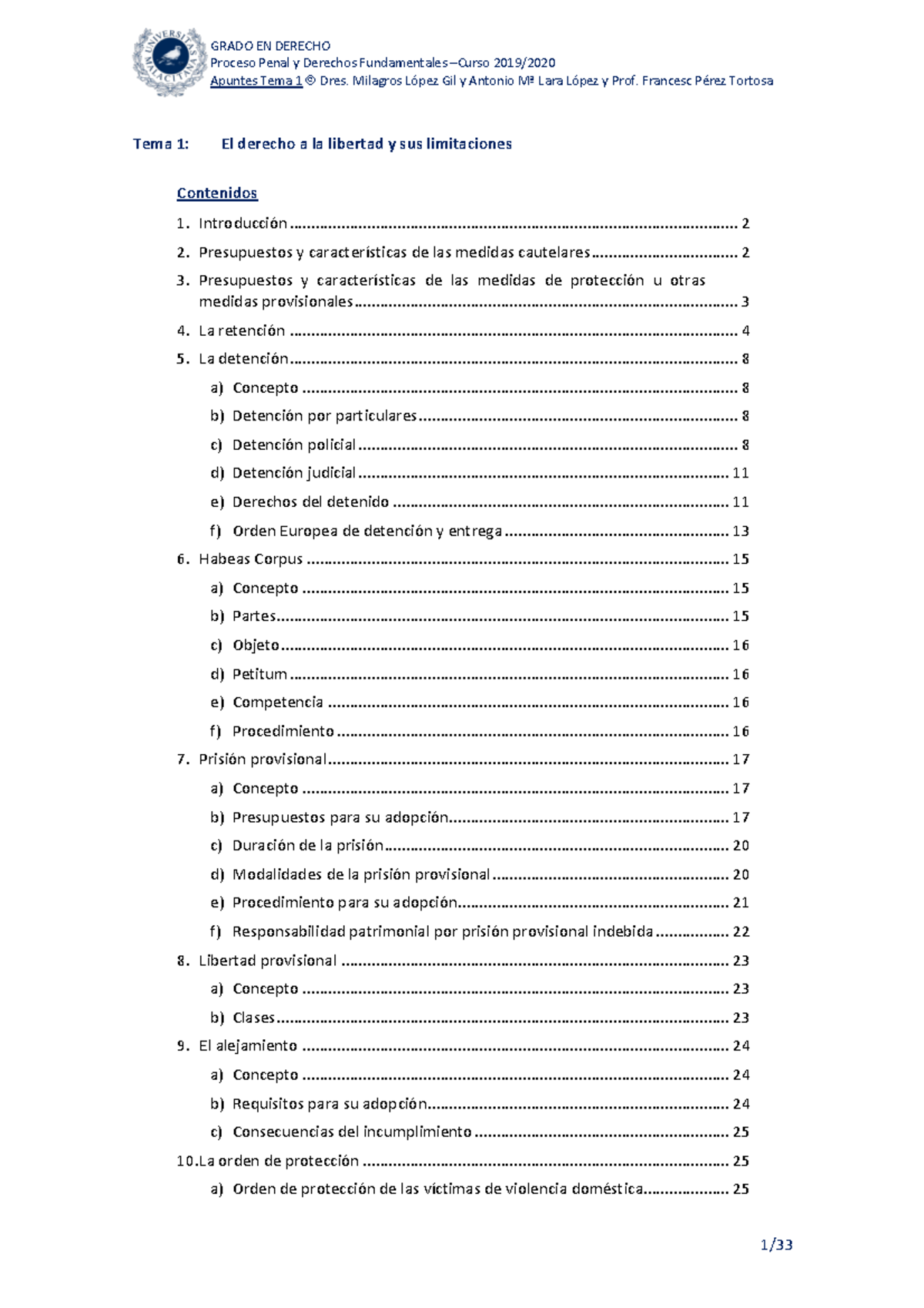 TEMA 1 - Optativa Derecho penal y derechos fundamentales - Apuntes Tema ...