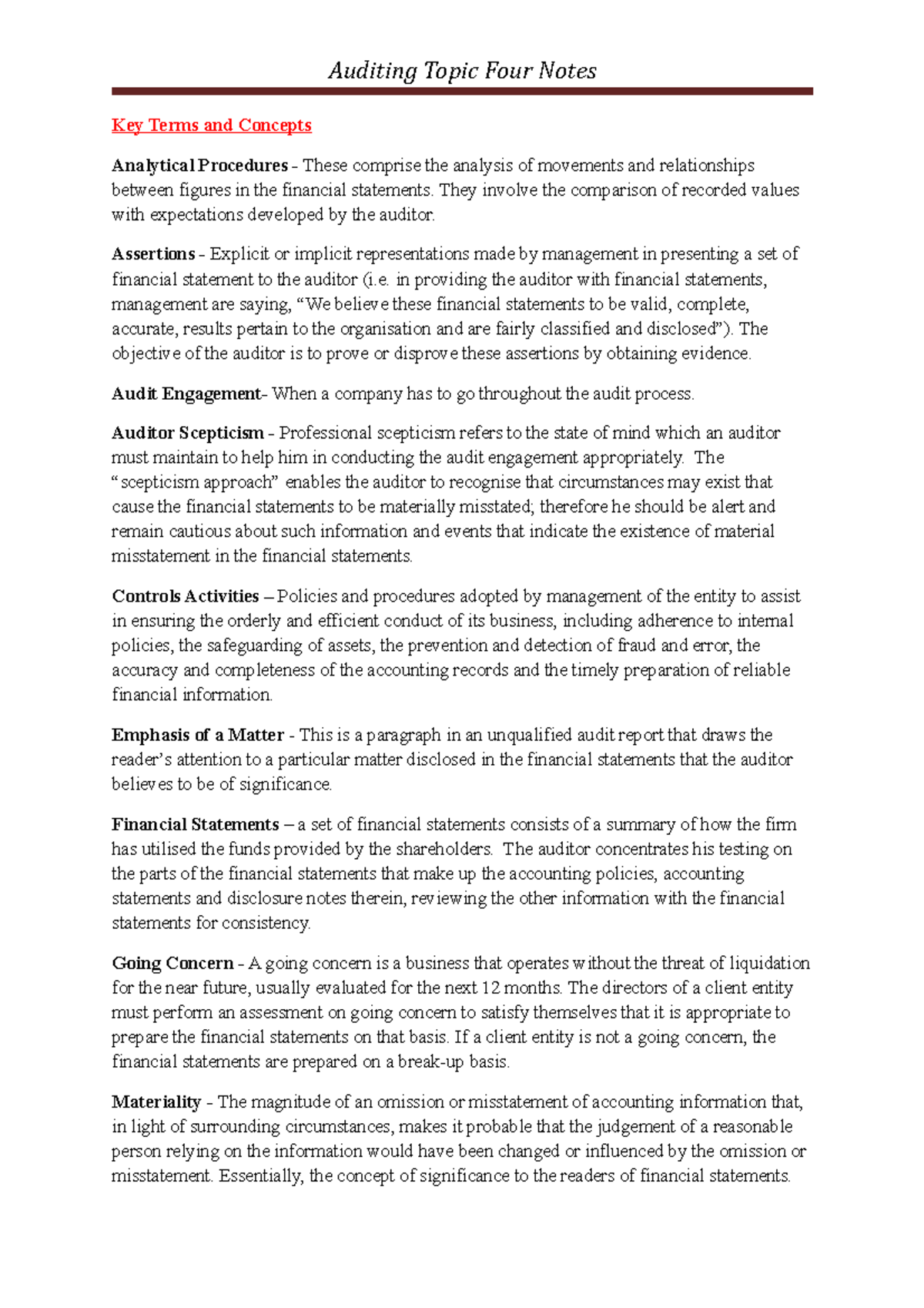 Topic 4 Notes Auditing Key Terms And Concepts Analytical Procedures topic-4-notes-auditing-key-terms-and-concepts-analytical-procedures