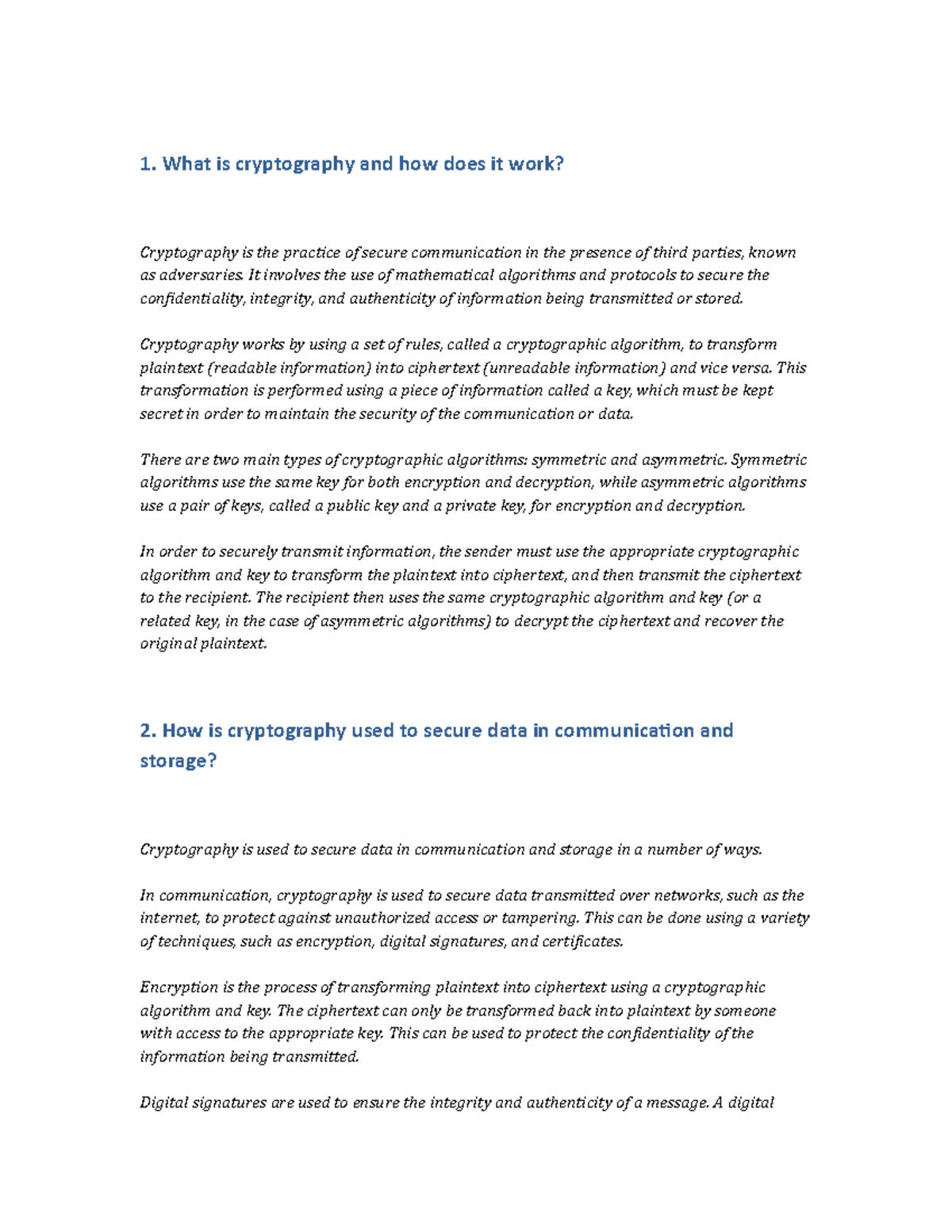 Cryptography 1 - 1. What is cryptography and how does it work ...