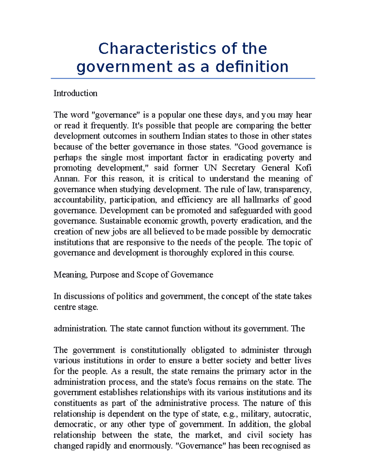 Characteristics of the government as a definition - Characteristics of ...