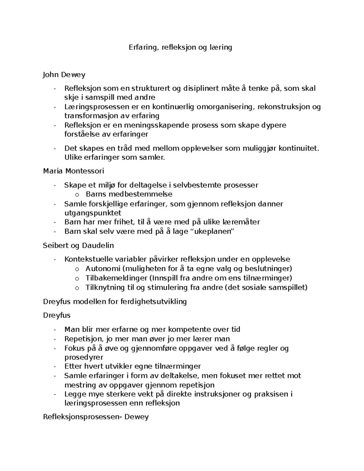 PEd 1002 Erfaring, refleksjon og læring - Erfaring, refleksjon og ...