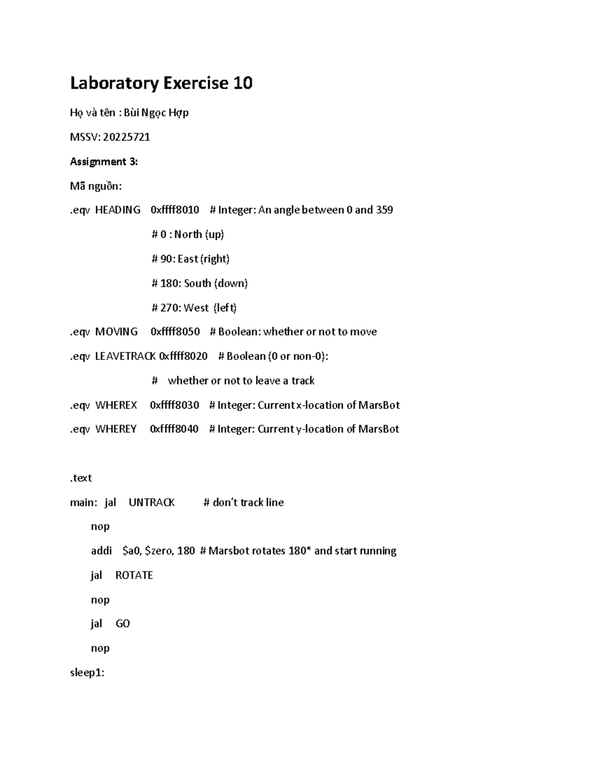 Report 10 - Báo cáo bài tập tuần 12 - Laboratory Exercise 10 Họ và tên : Bùi Ngọc Hợp MSSV ...