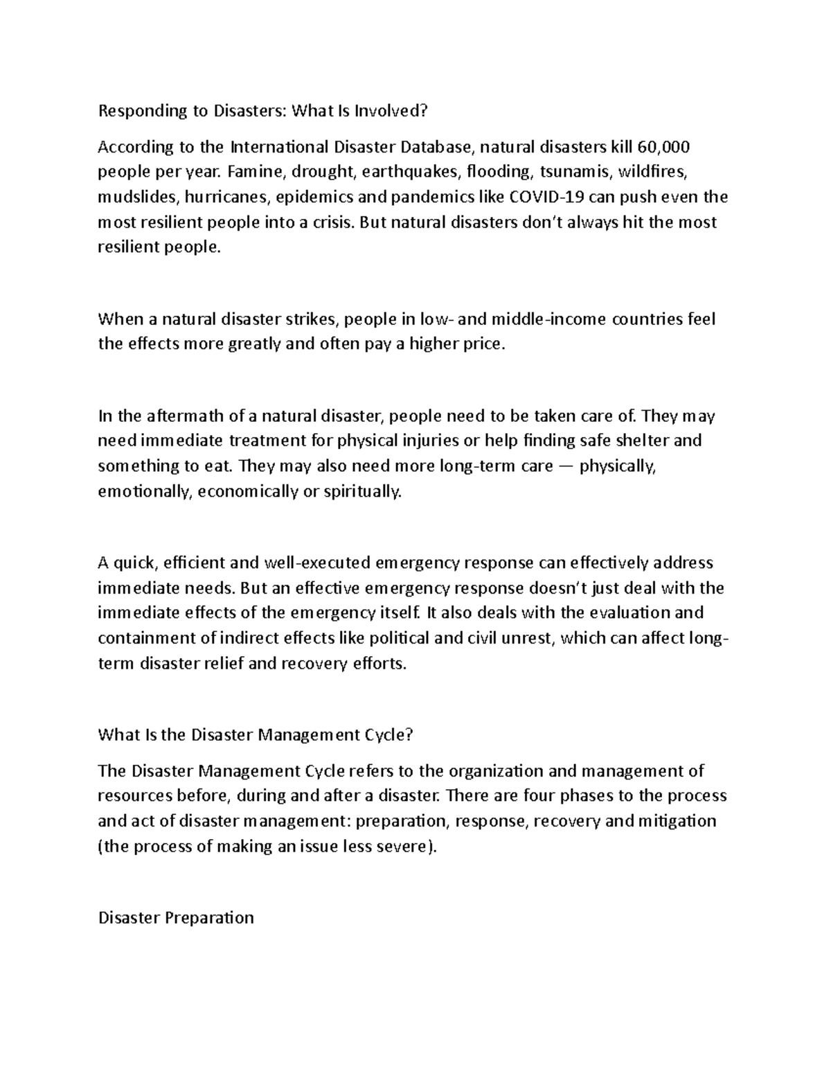 Disaster response meaning, need and important - Responding to Disasters ...