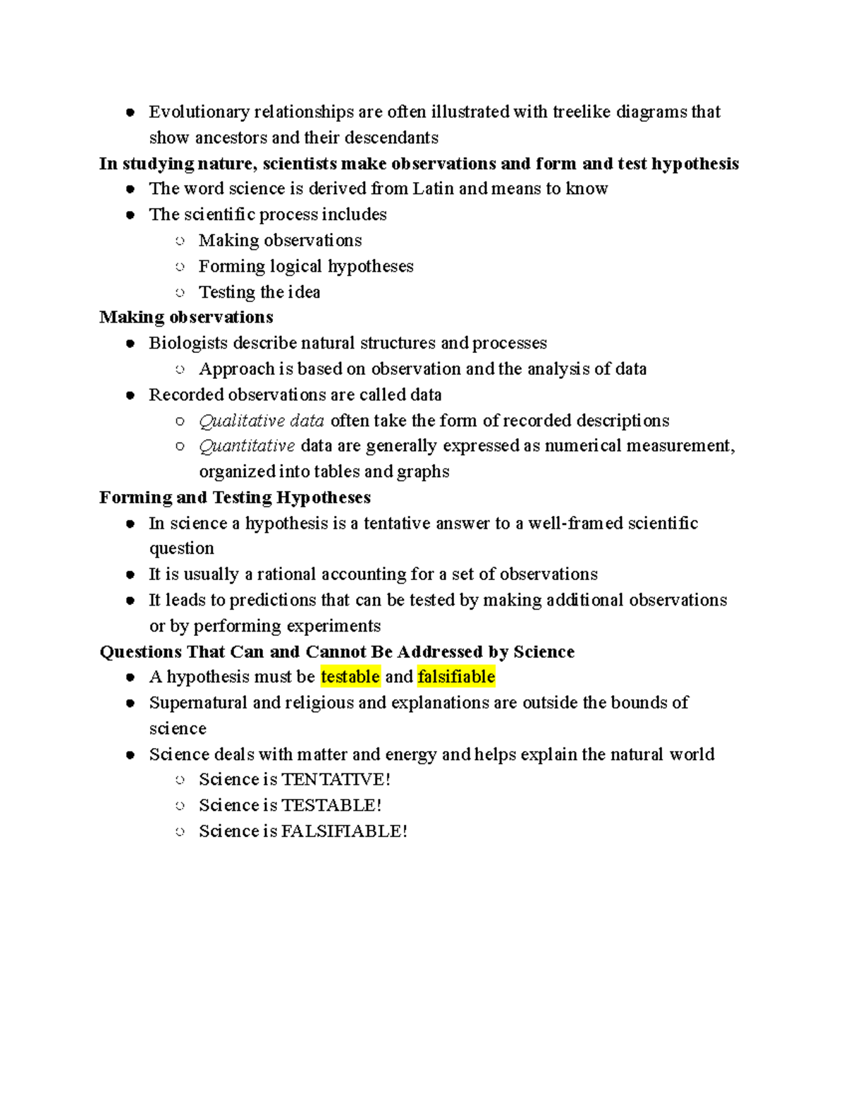 Principles of Biology Chapter 1 pg 4 - ï Evolutionary relationships are ...