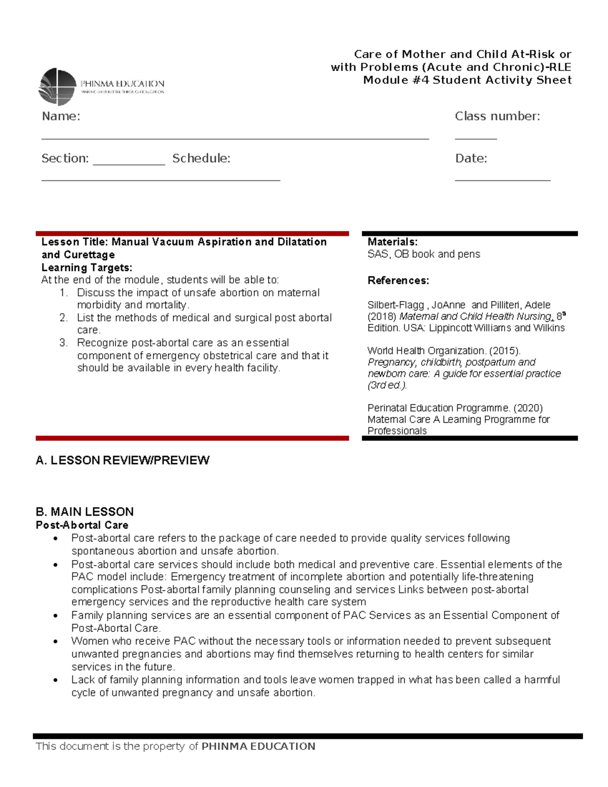 OB2RLE SAS 5 - This module is for study purposes only - with Problems ...