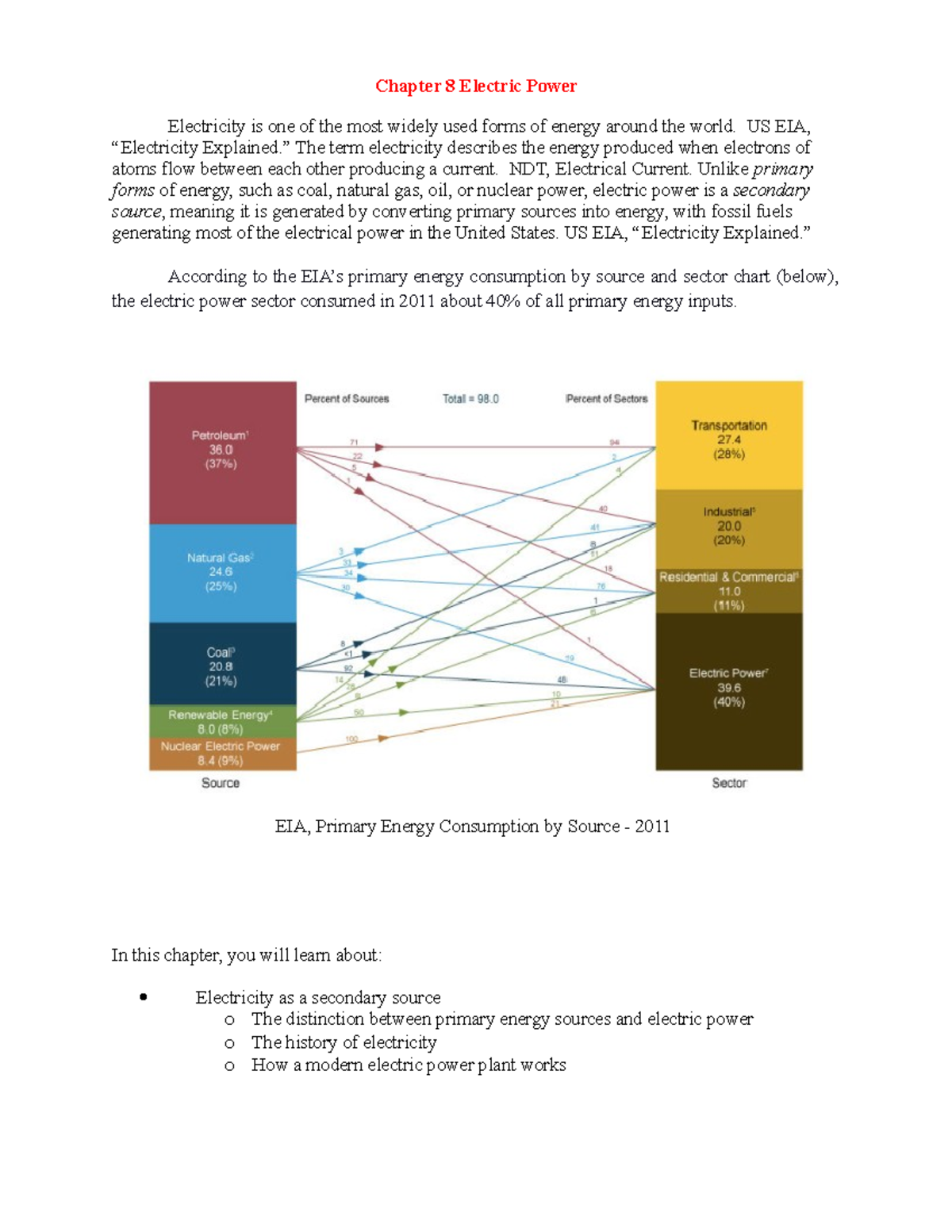 Ch08 Electric Power - Energy-Law - Chapter 8 Electric Power Electricity ...