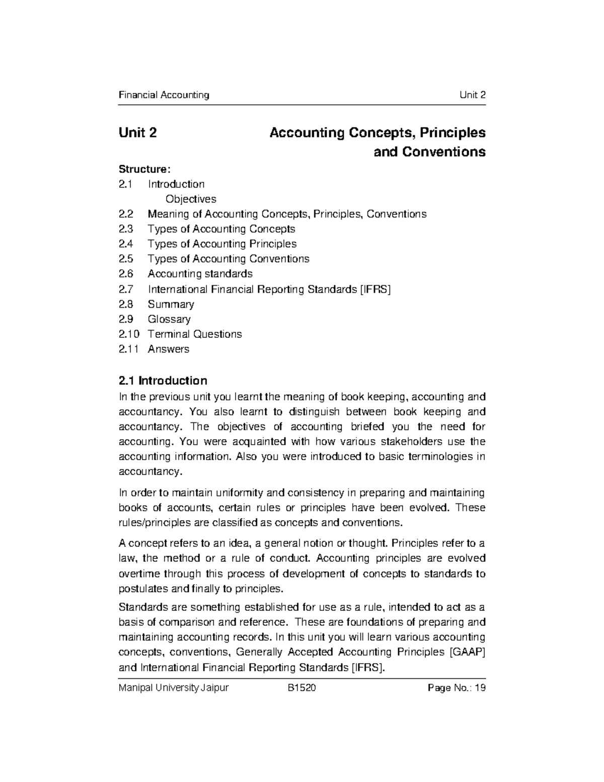 Unit 2-Accounting Concepts, Principles and Conventions - Unit 2 ...