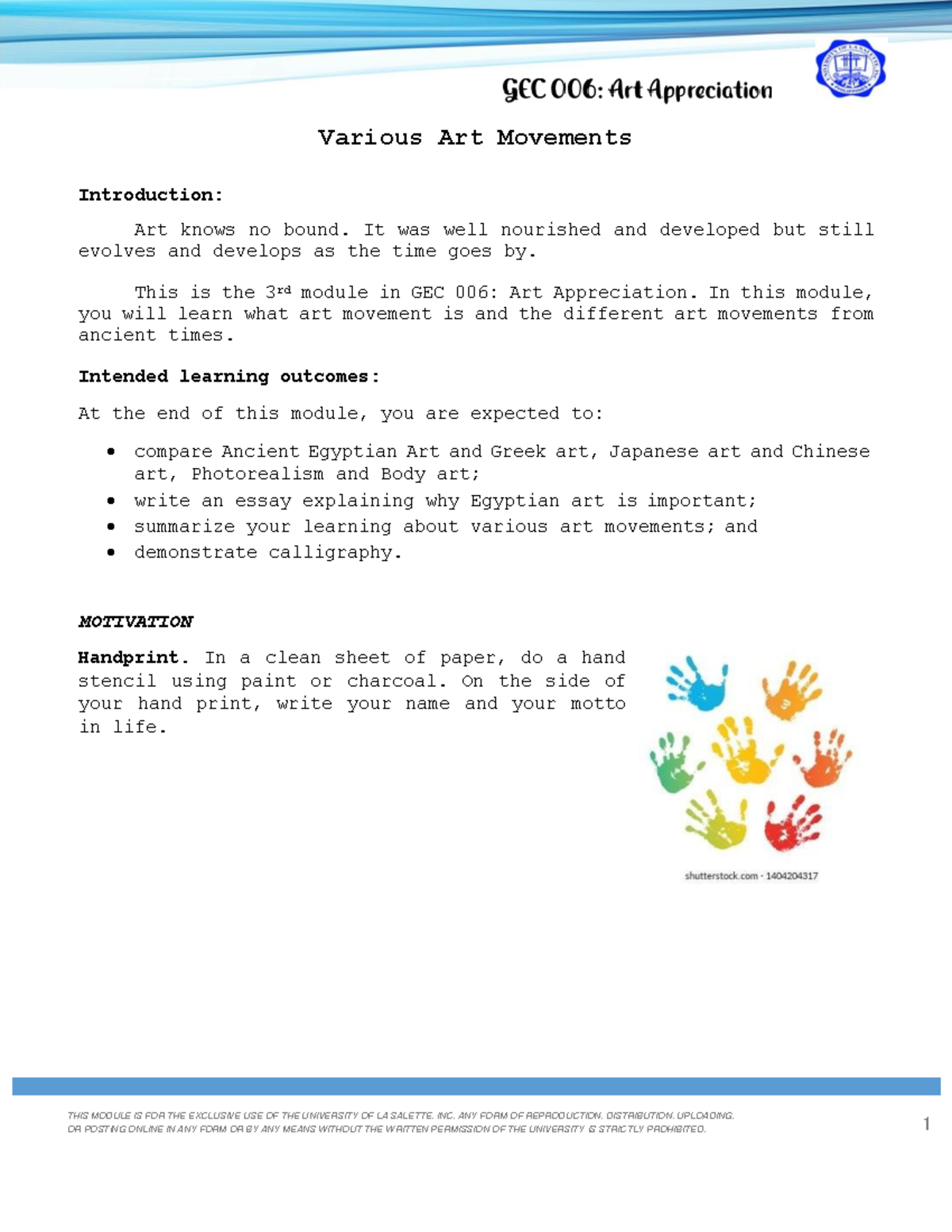 GEC006 ART APP Module 3 - Art appreciation - THIS MODULE IS FOR THE ...