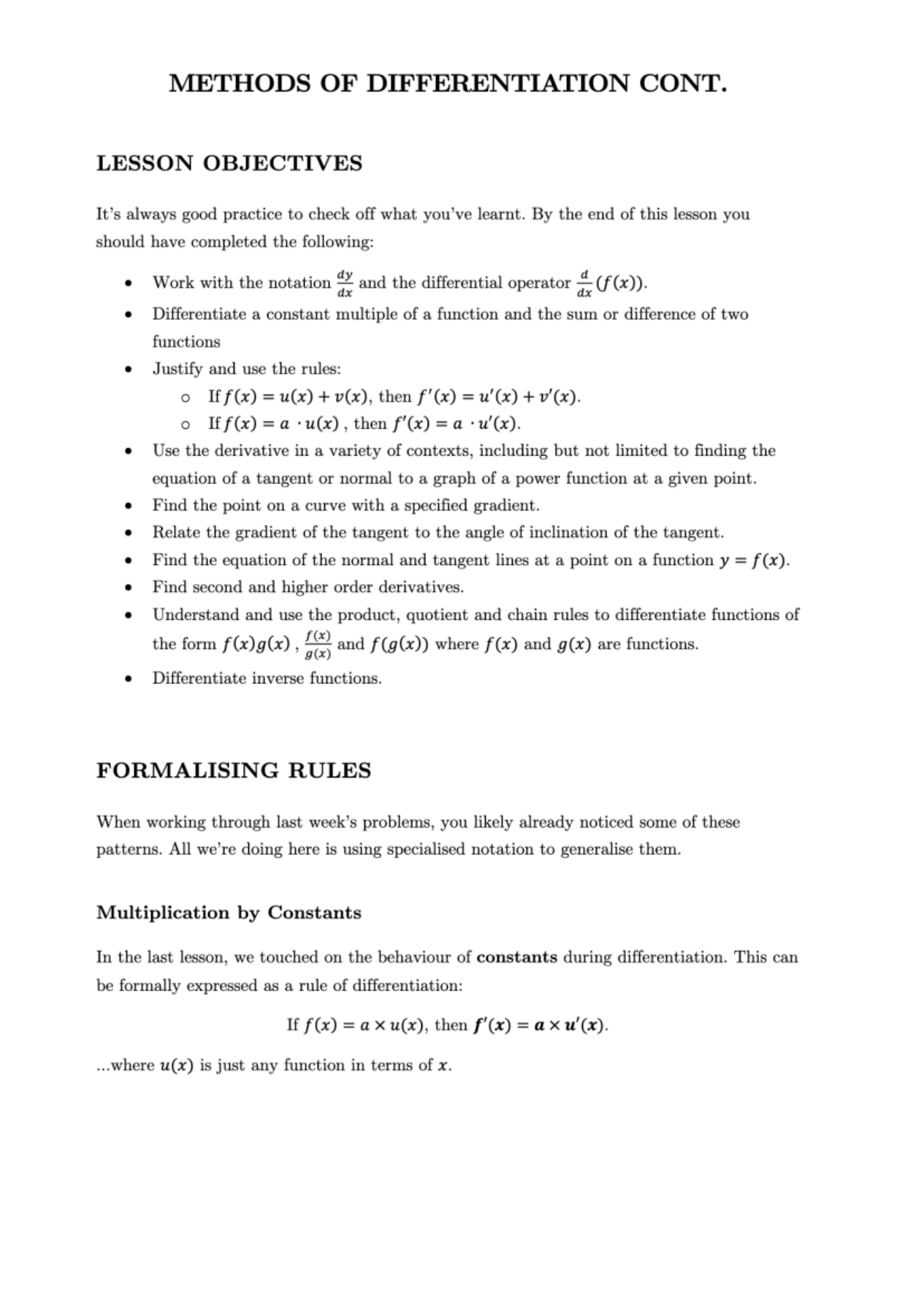 Methods of diff continued - METHODS OF DIFFERENTIATION CONT. LESSON ...