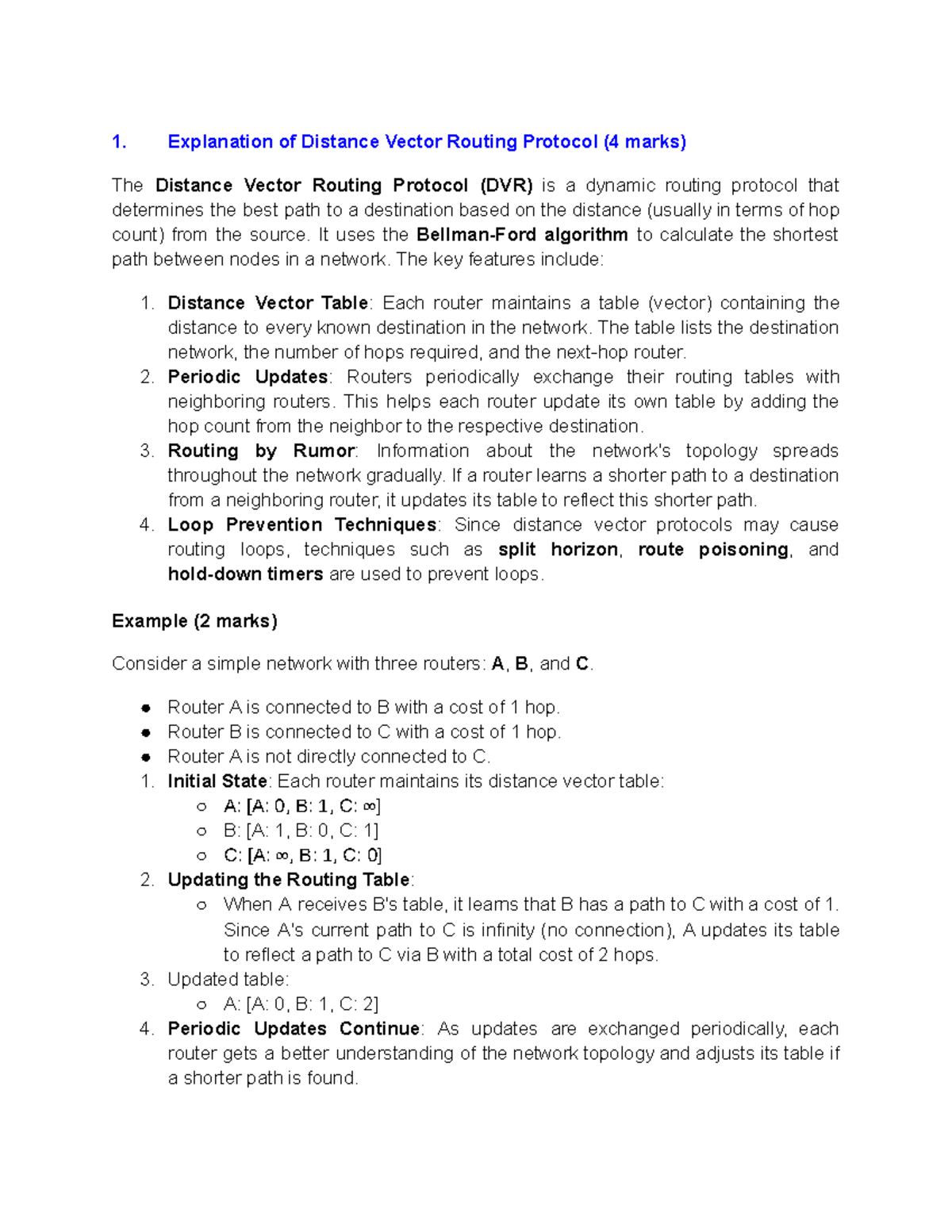 UNIT 3 and 4 Notes - nots - Explanation of Distance Vector Routing ...