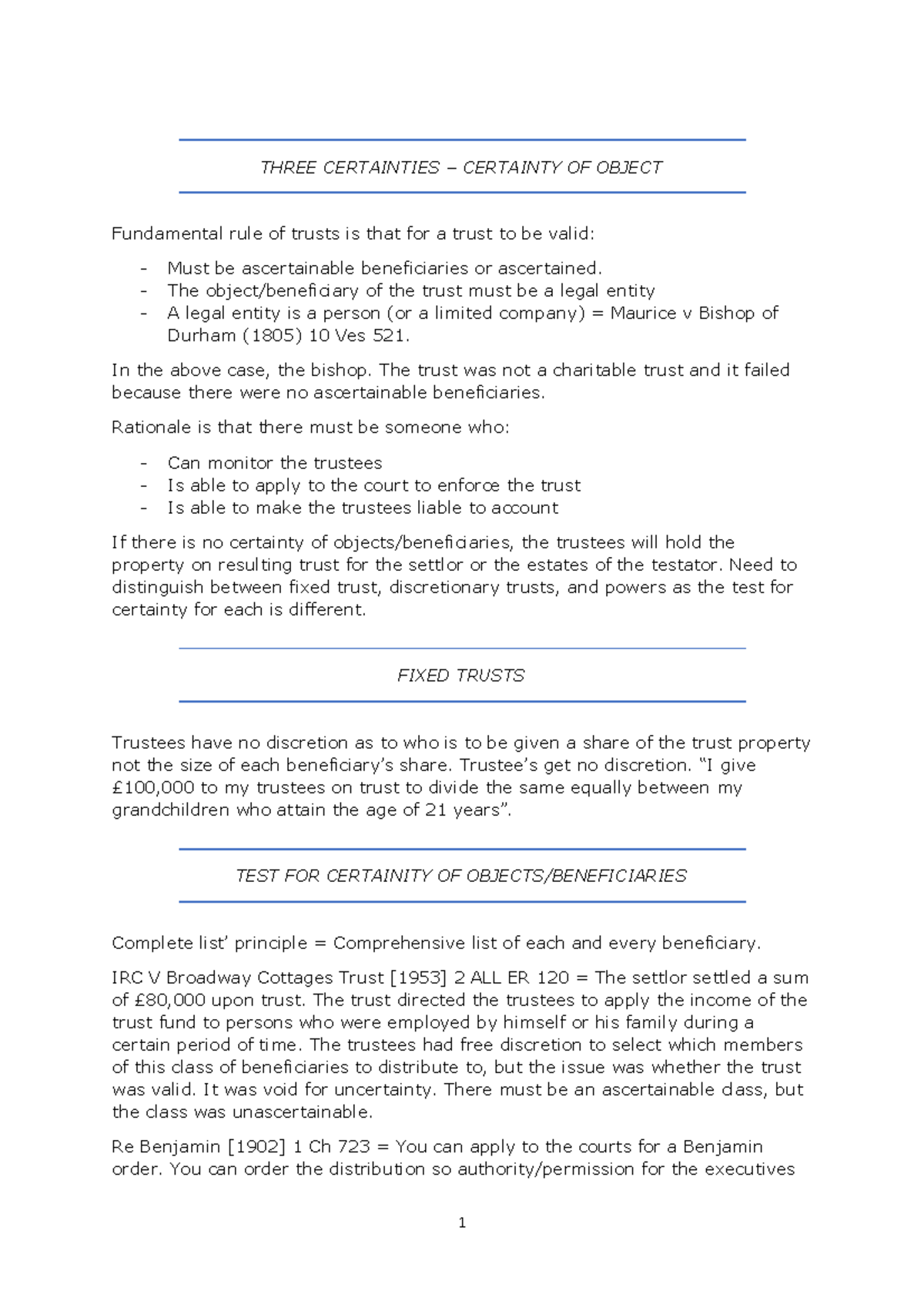 Three Certainties – Certainty OF Object - THREE CERTAINTIES – CERTAINTY OF OBJECT Fundamental ...