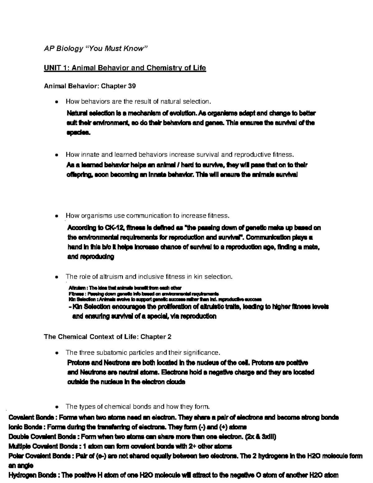 Kami Export - Sarah Poole - Unit 1 You Must Know.docx.Kami - AP Biology “You Must Know” UNIT 1 ...