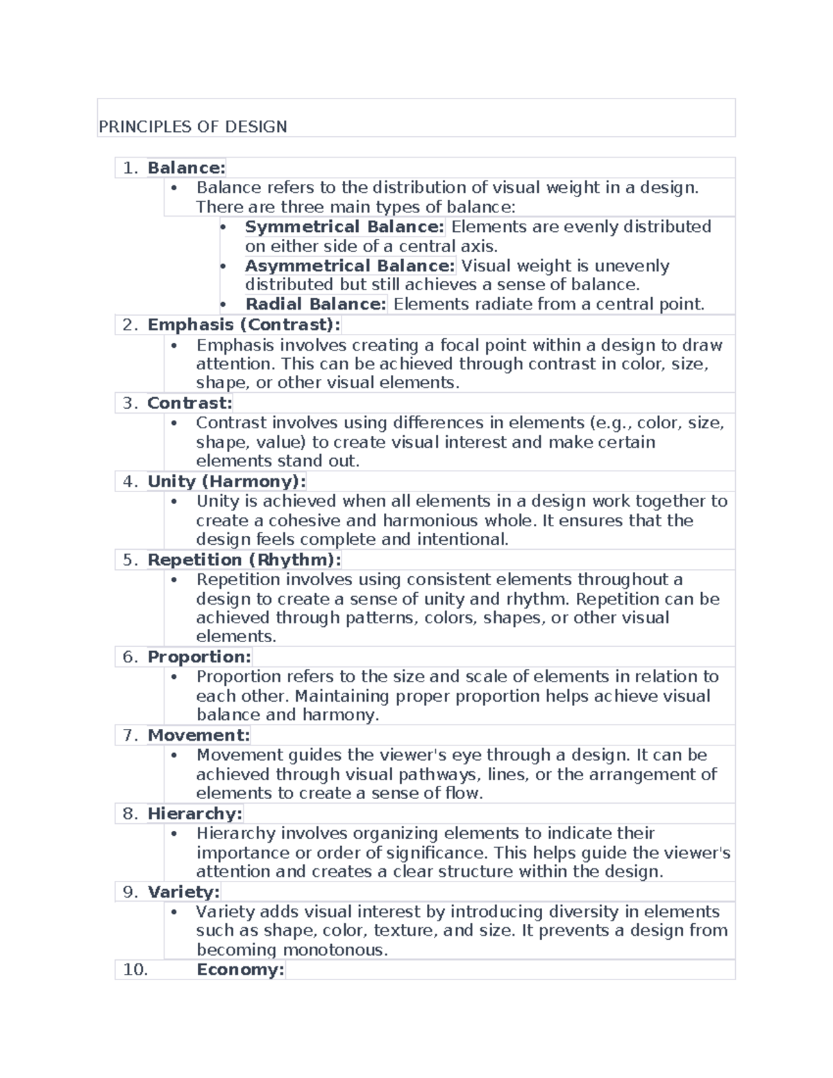 Principles OF Design Creative ART Grade 8 - PRINCIPLES OF DESIGN 1 ...