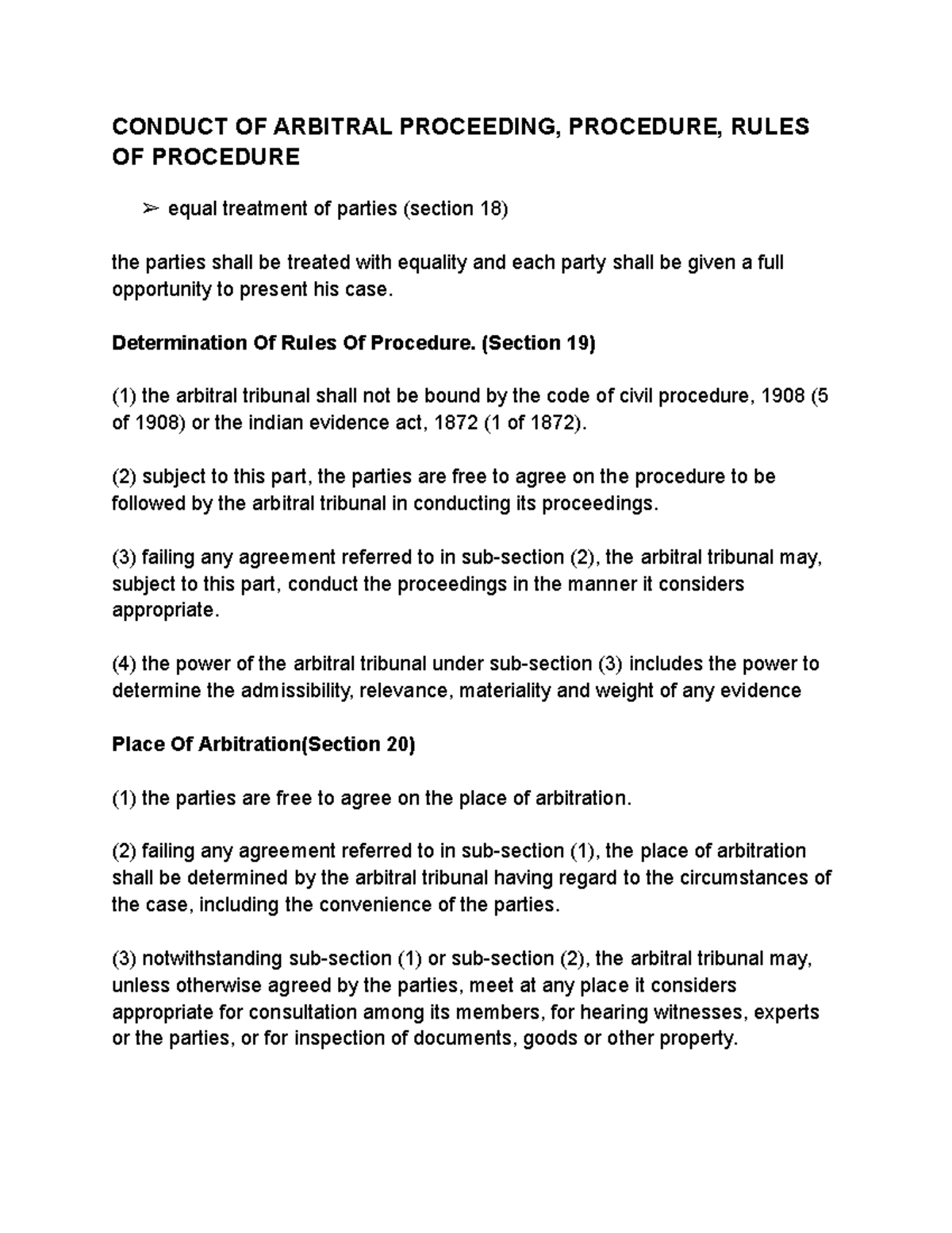 Arbitral proceedings - CONDUCT OF ARBITRAL PROCEEDING, PROCEDURE, RULES ...