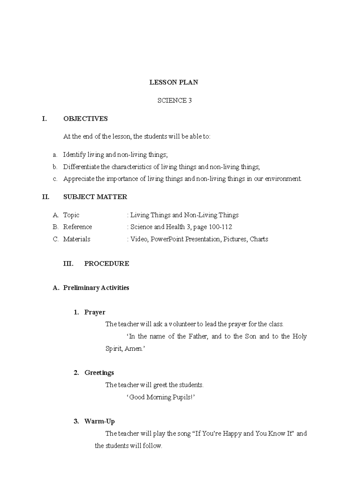 Edsci 2 Tabanao Straichea MAE Lesson PLAN - LESSON PLAN SCIENCE 3 I ...