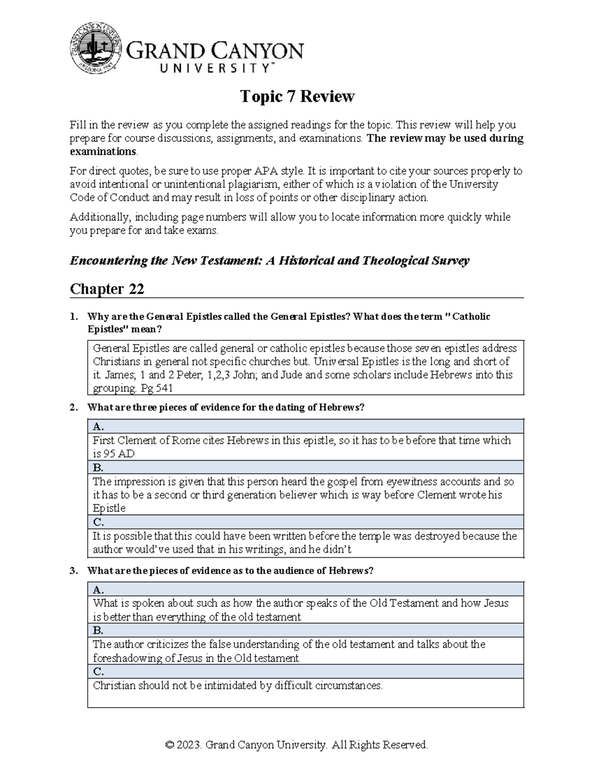 BIB 107 RS T7Review - week 7 review - Topic 7 Review Fill in the review ...