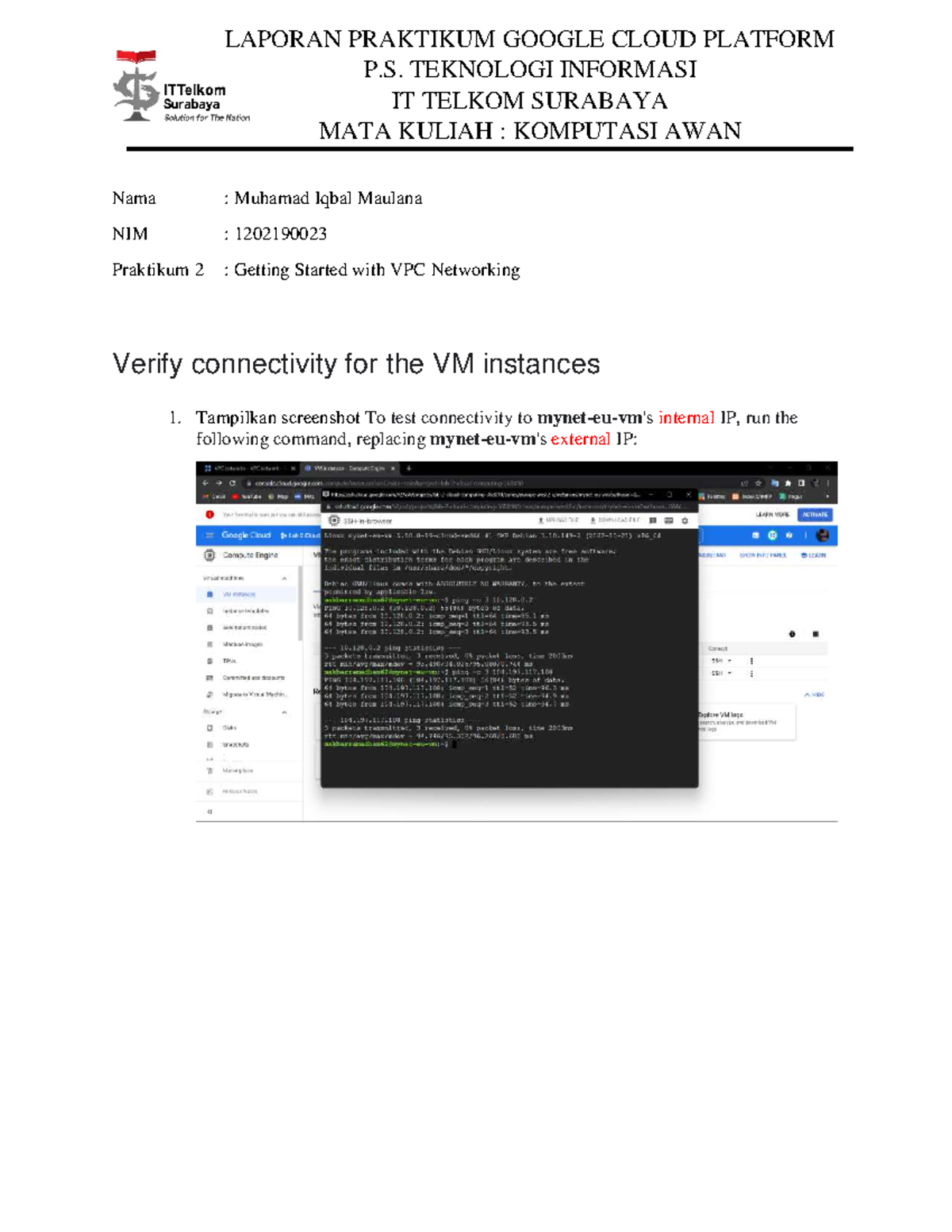 Laporan Hasil Lab 2 Cloud Computing - P. TEKNOLOGI INFORMASI IT TELKOM ...
