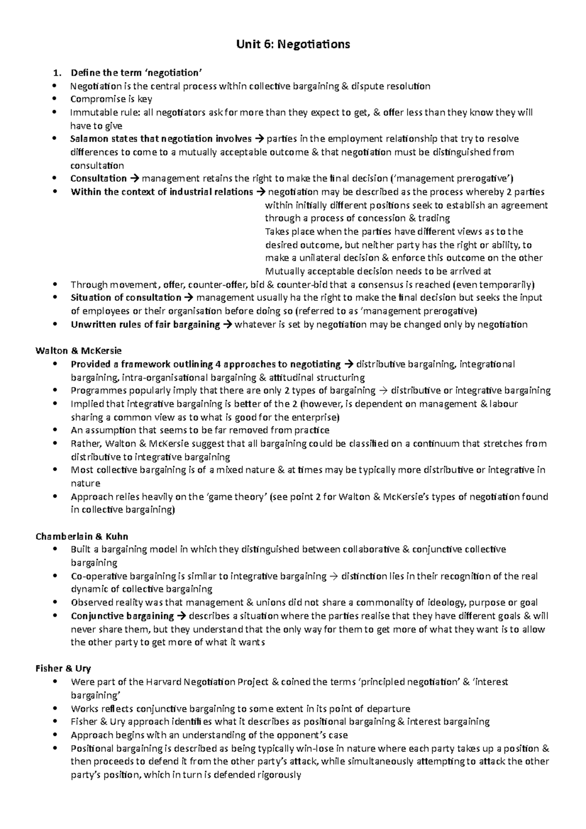 Unit 6 Negotiations Unit 6 Negotiations 1 Define The Term