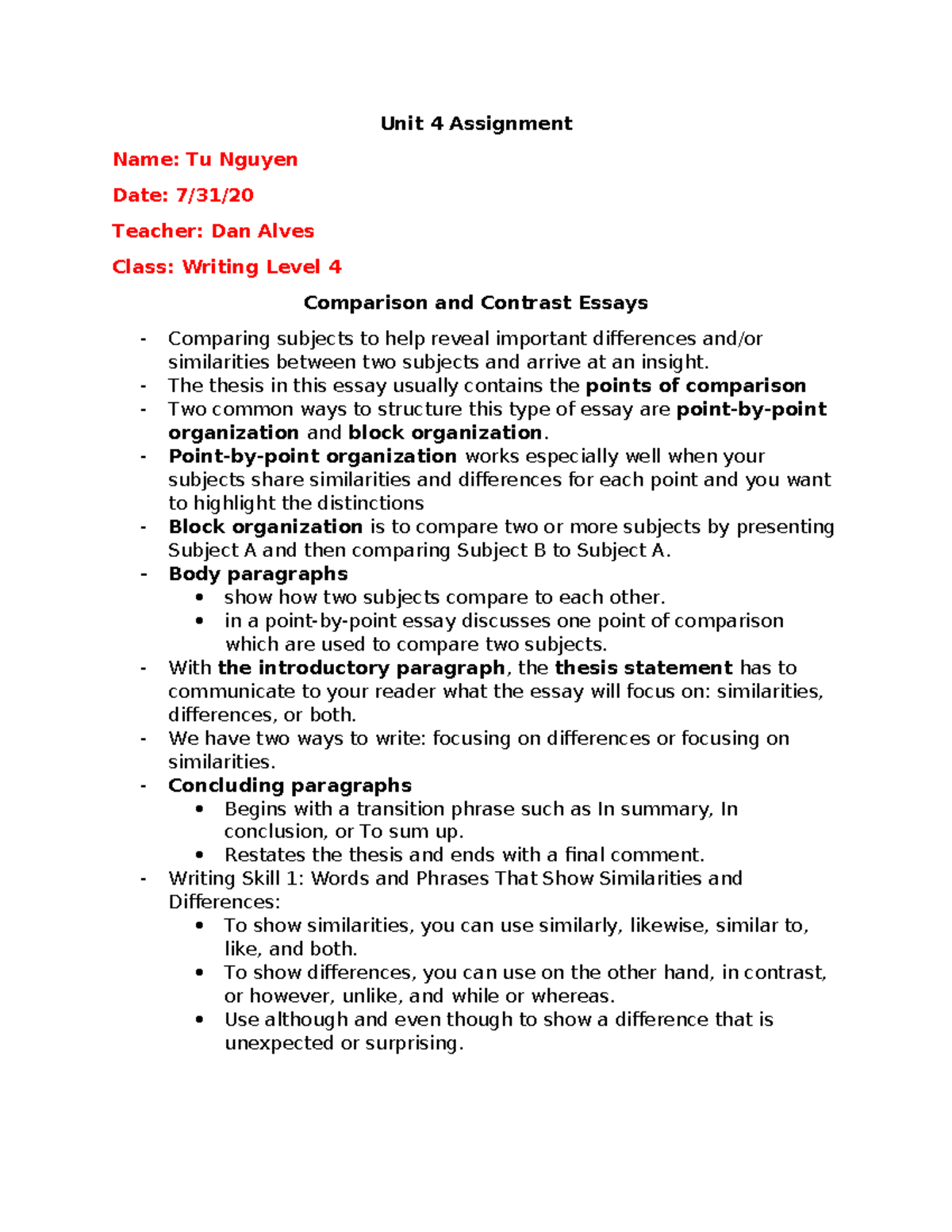 Unit 4 Assignment - Tu Nguyen - Unit 4 Assignment Name: Tu Nguyen Date ...