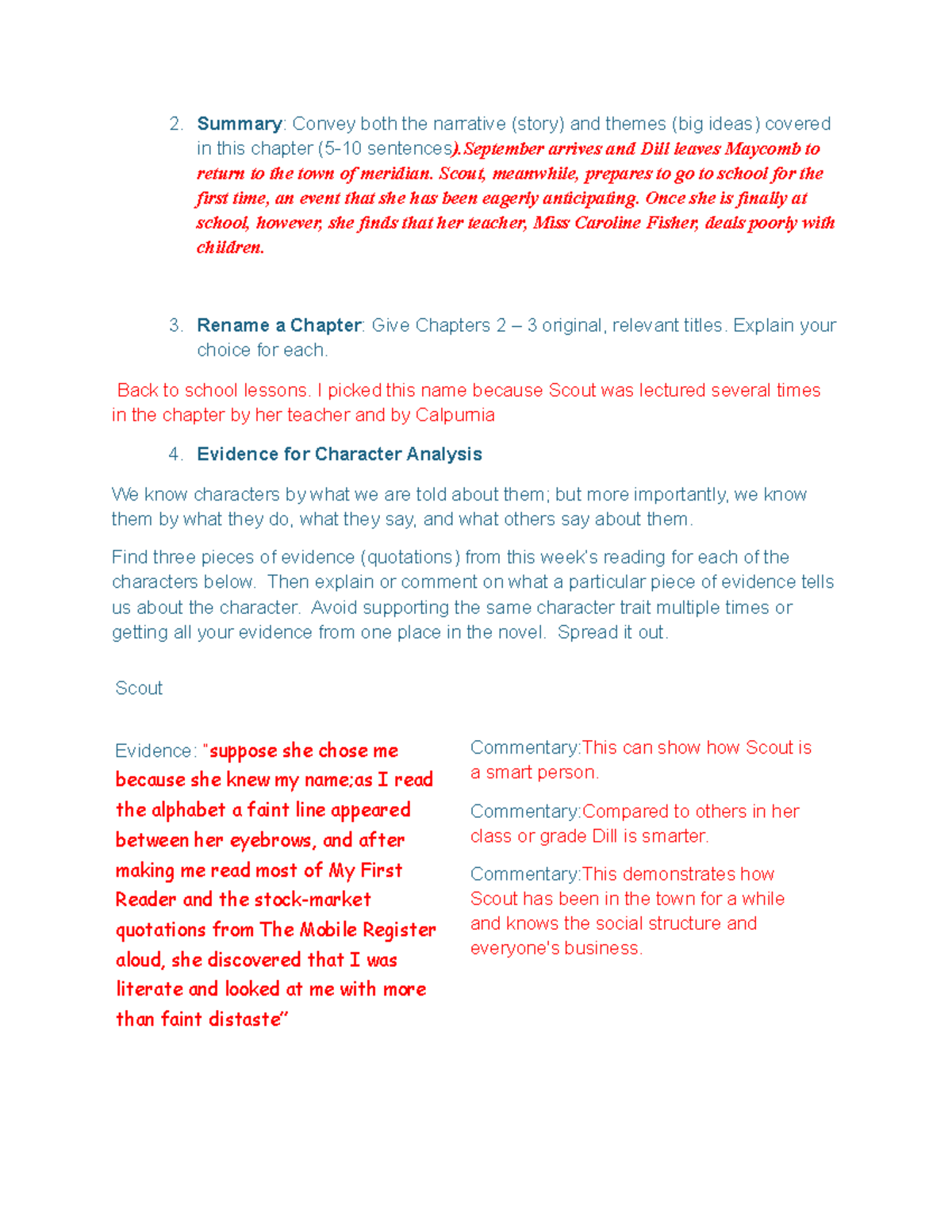 Chap 2-3 To Kill a mocking bird - Summary : Convey both the narrative ...