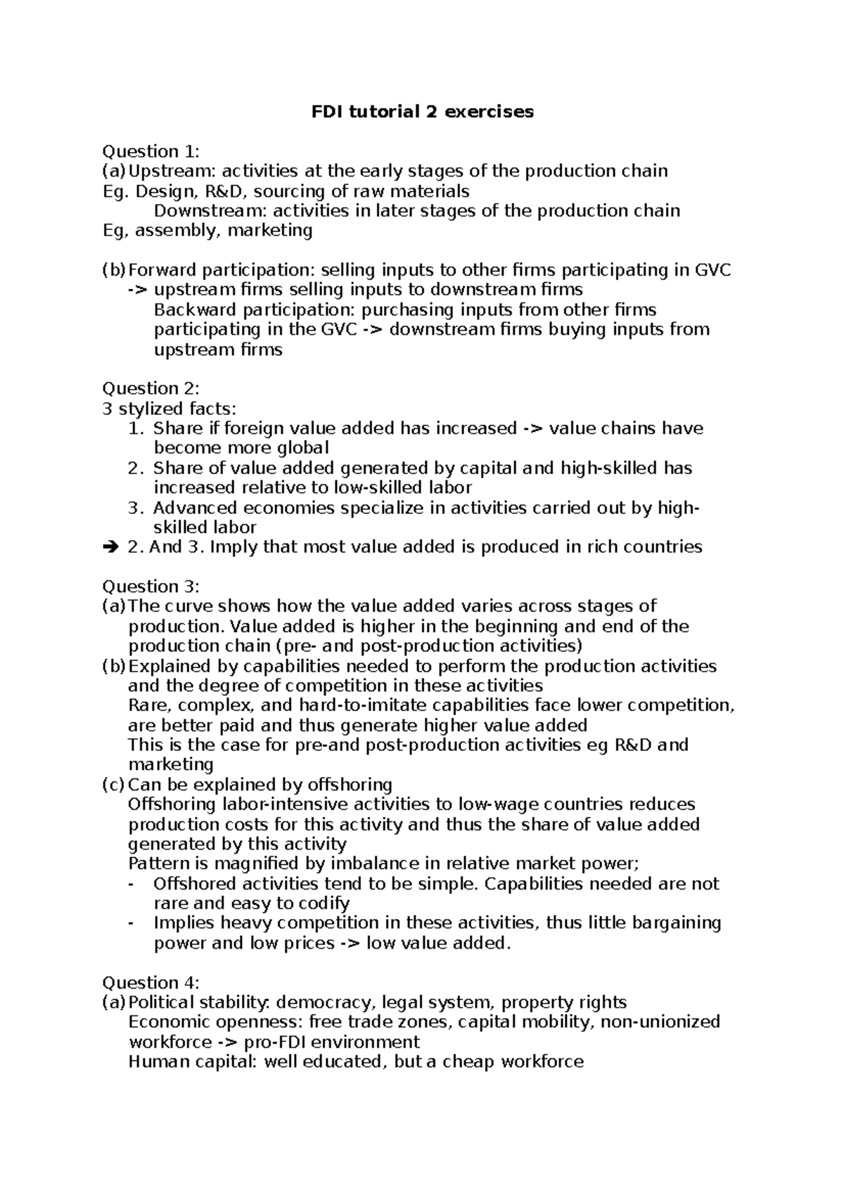 FDI tutorial 2 exercises - FDI tutorial 2 exercises Question 1: (a ...