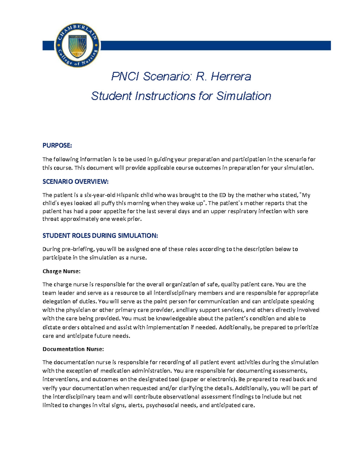 Student Instructions for Scenarios-R. Herrera - PNCI Scenario: R ...