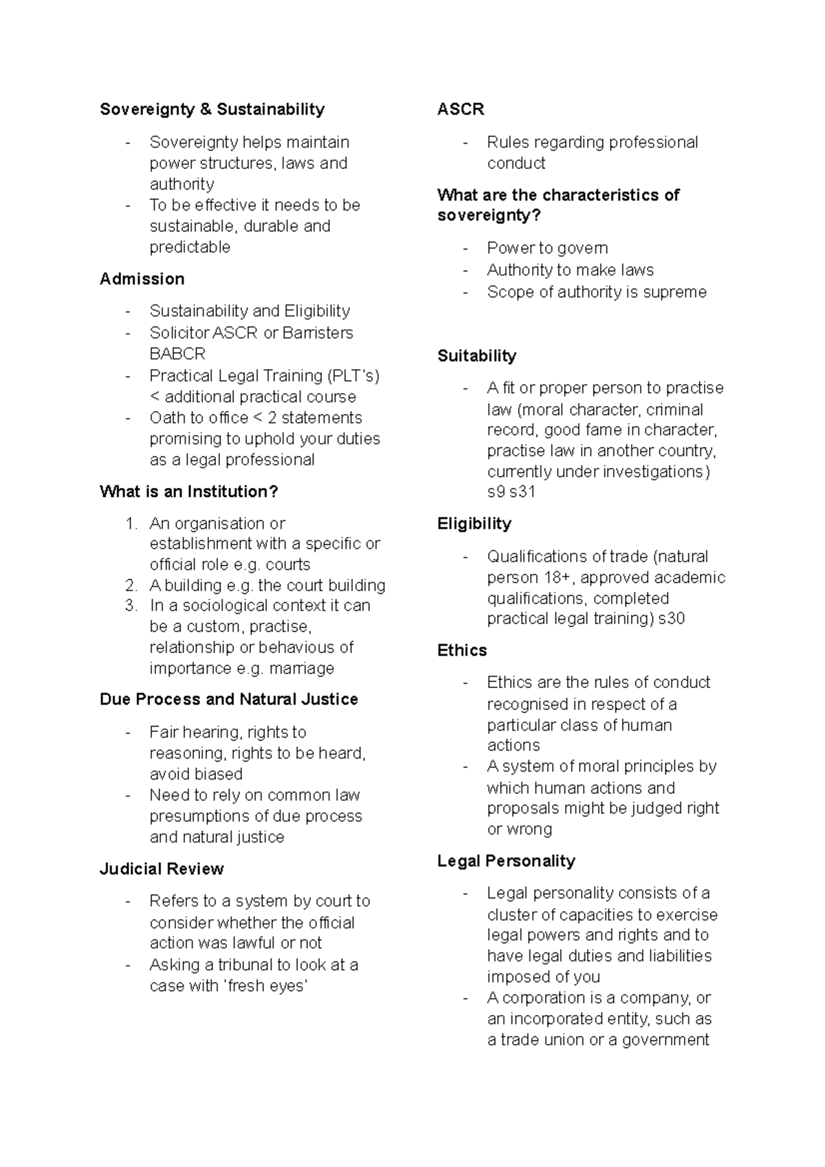 Test prep Quiz 1 - Sovereignty & Sustainability Sovereignty helps ...