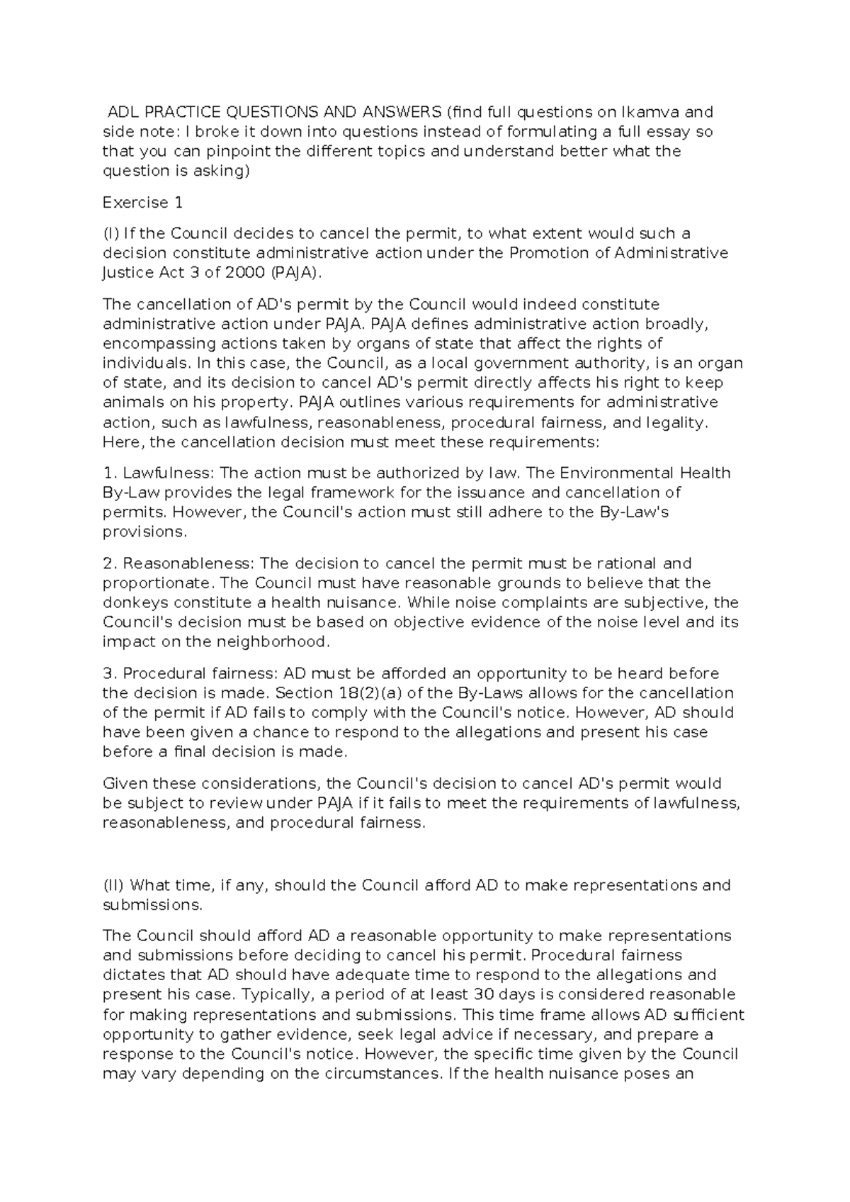 ADL practice question answers - ADL PRACTICE QUESTIONS AND ANSWERS ...