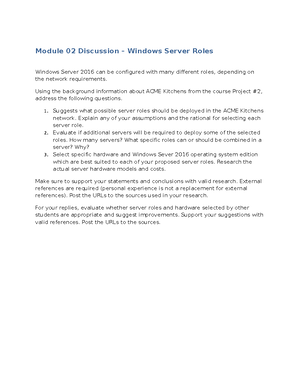 Module 01 -Course Project - Windows Server Deployment ver 1 - Module 01 Course Project - Windows ...