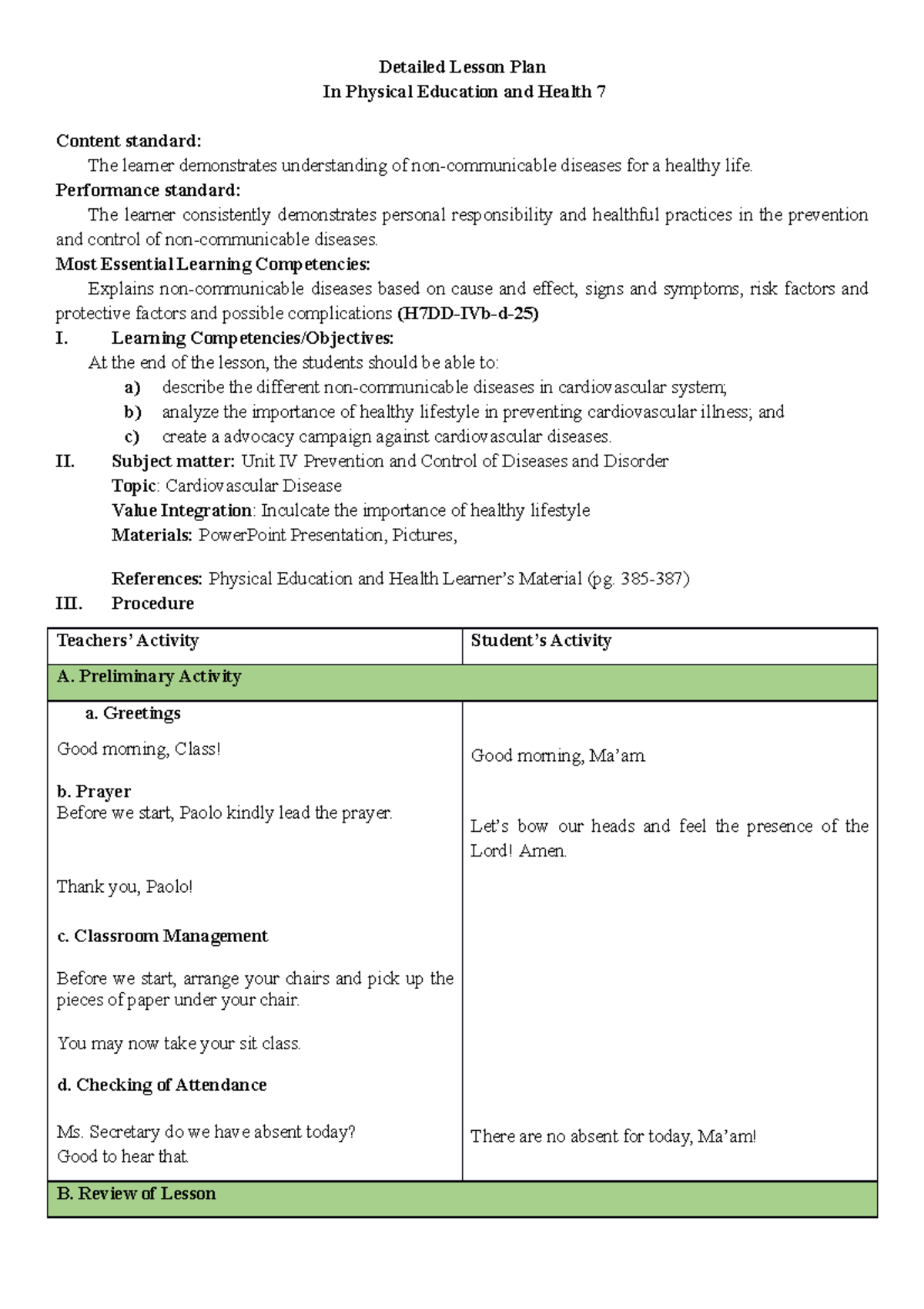 Final DEMO DLP - NONE - Detailed Lesson Plan In Physical Education and ...