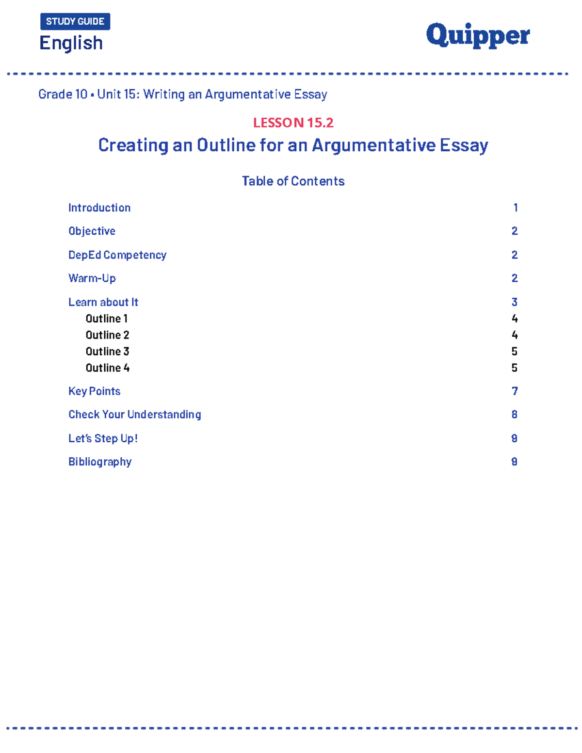 Creating an Outline for an Argumentative Essay - Introduction Table of ...