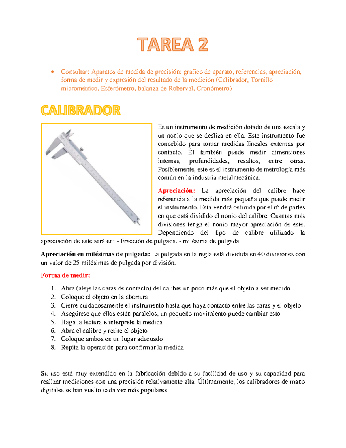 Tarea 2 - fisica - Consultar: Aparatos de medida de precisión: grafico ...