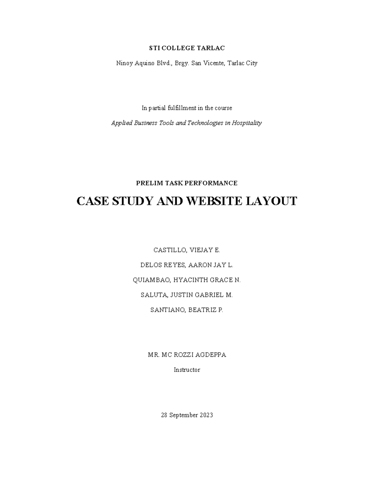 Entrepreneurship in Tourism - STI COLLEGE TARLAC Ninoy Aquino Blvd ...