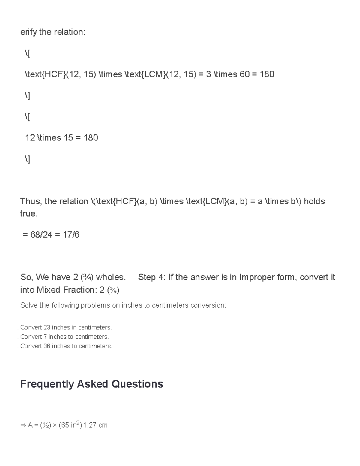 6565 - math - erify the relation: [ \text{HCF}(12, 15) \times \text{LCM ...