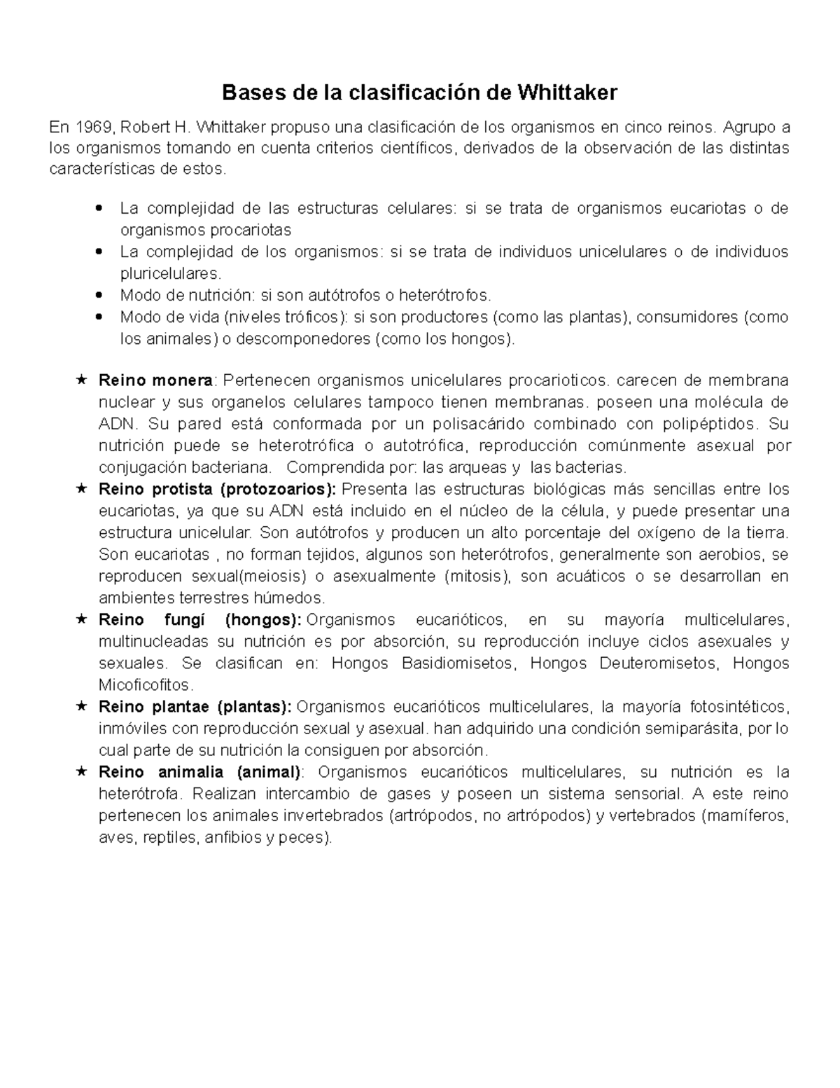 Bases de la clasificación de Whittaker - Bases de la clasificación de ...