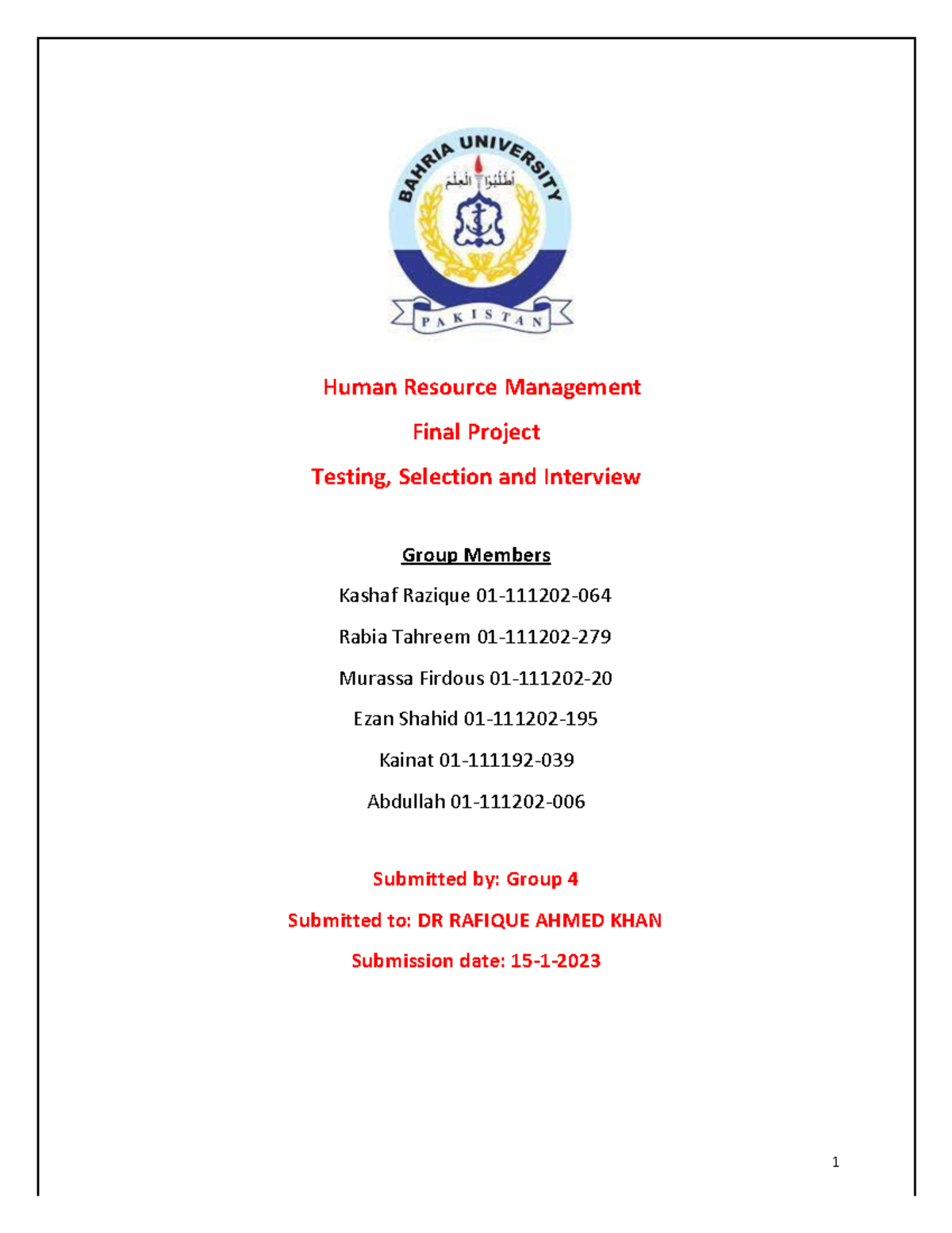 LAST HRM Report - Human Resource Management - BU - Studocu