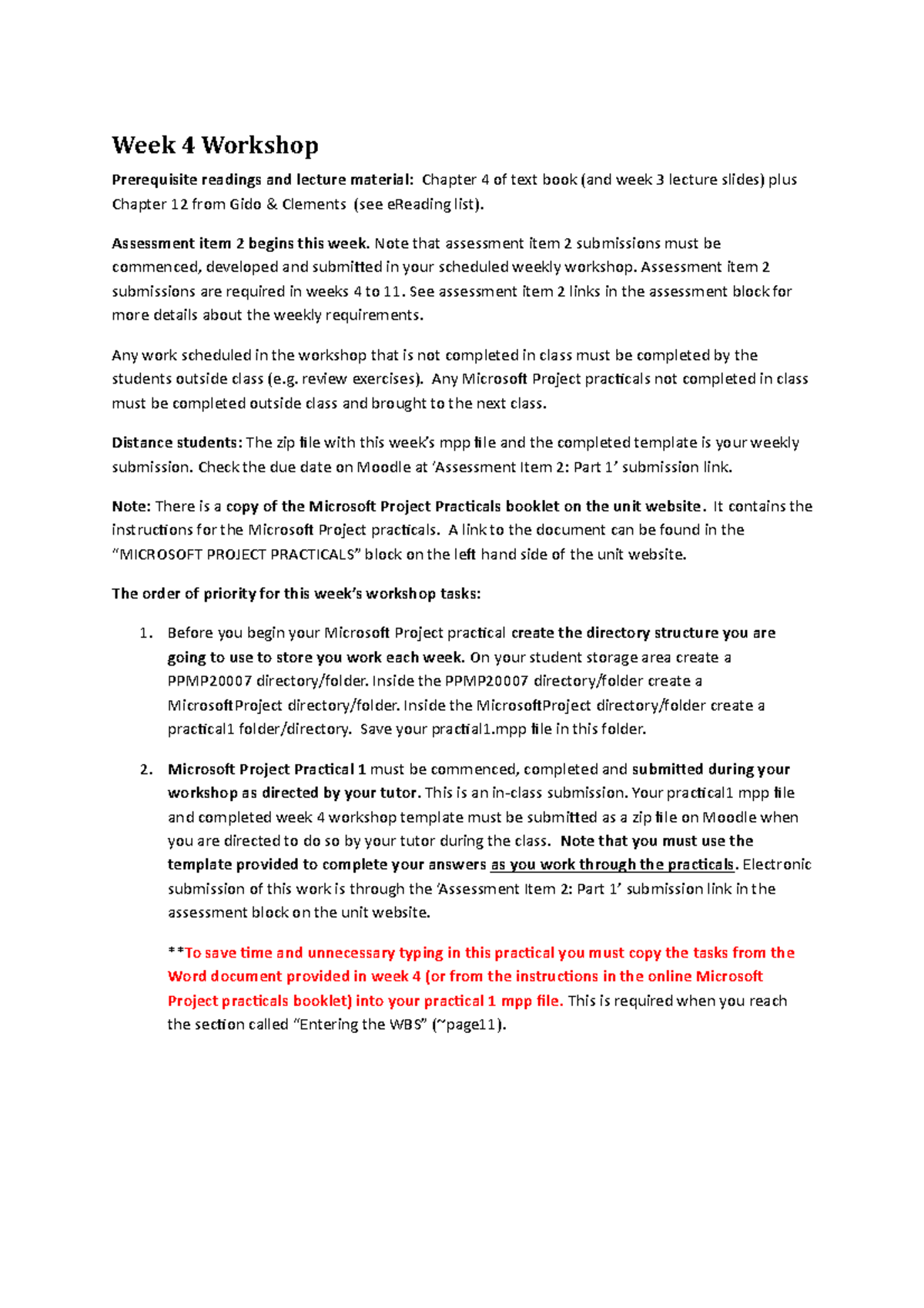 Project Management Tutorials And Labs Wk 4 2019 v8 - Week 4 Workshop ...