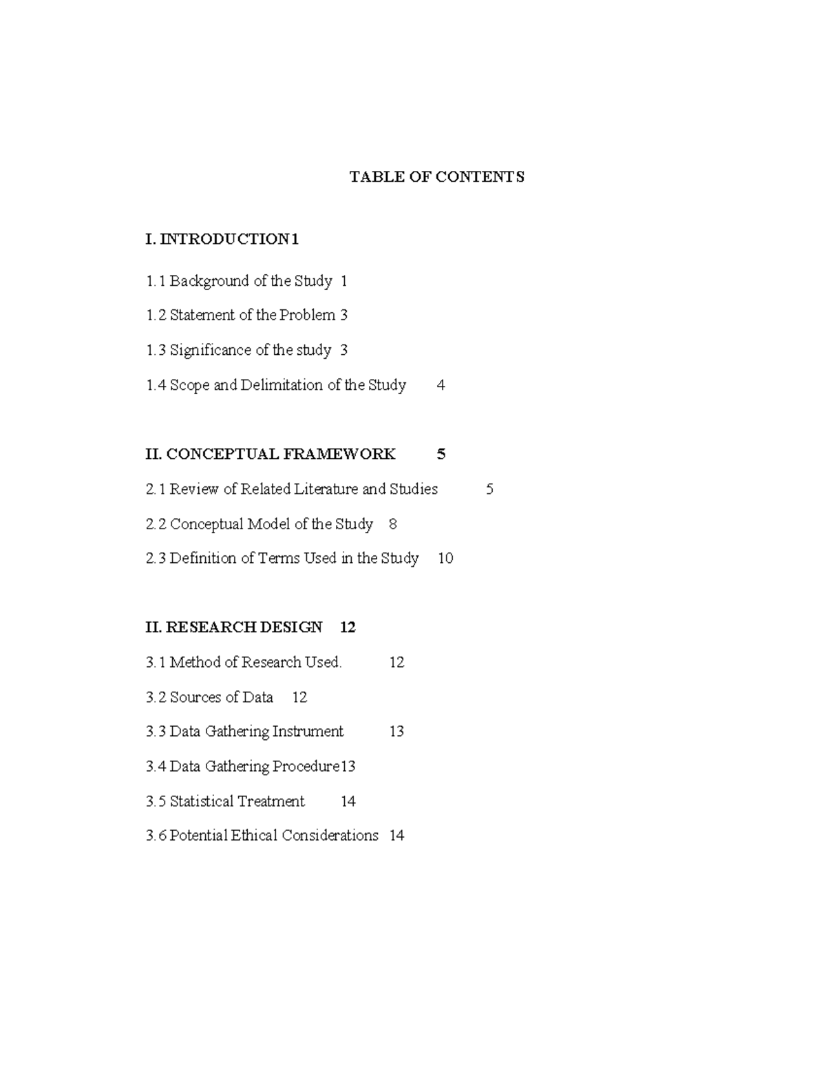 Thesis Proposal - Qualitative - TABLE OF CONTENTS I. INTRODUCTION 1 ...