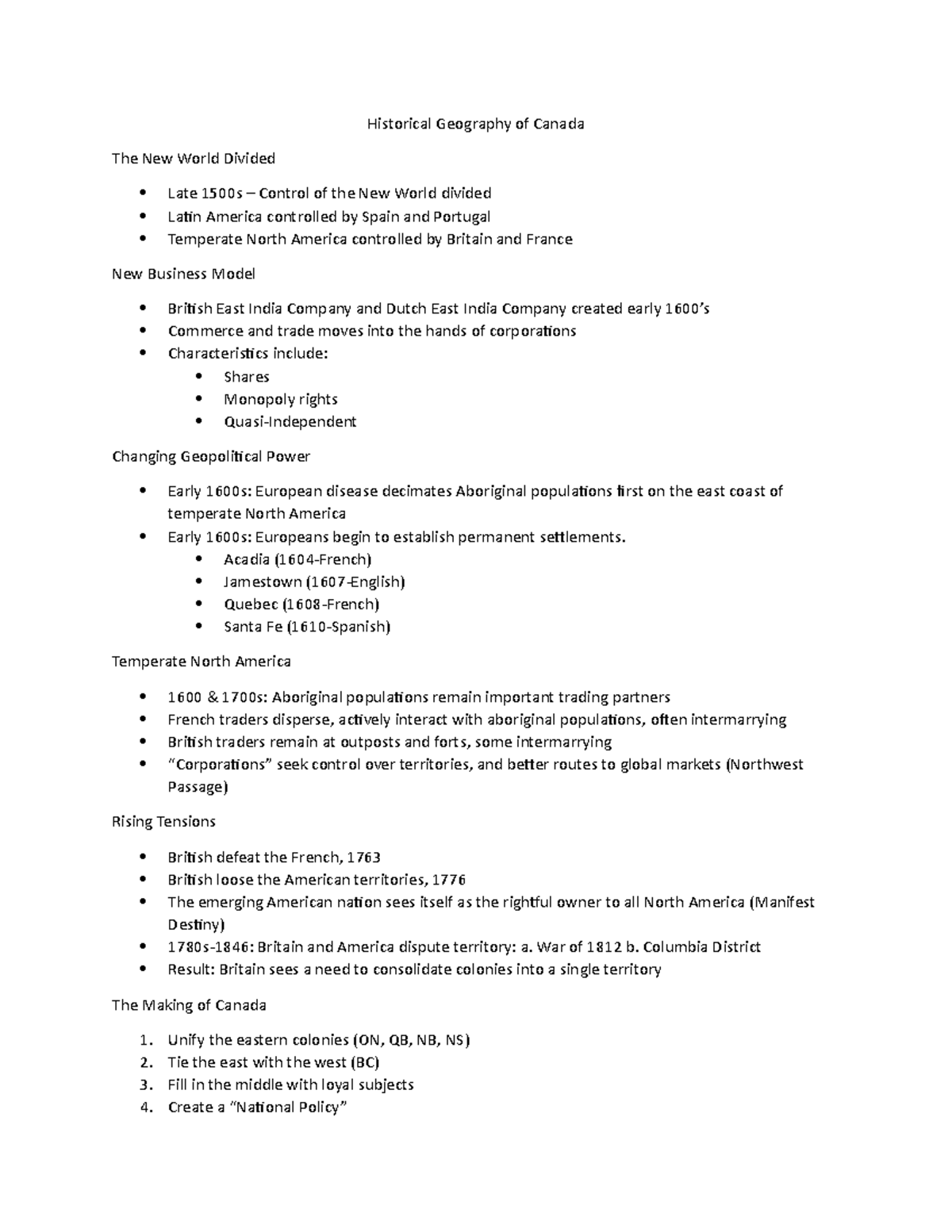 Historical Geography of Canada - Acadia (1604-French) Jamestown (1607 ...