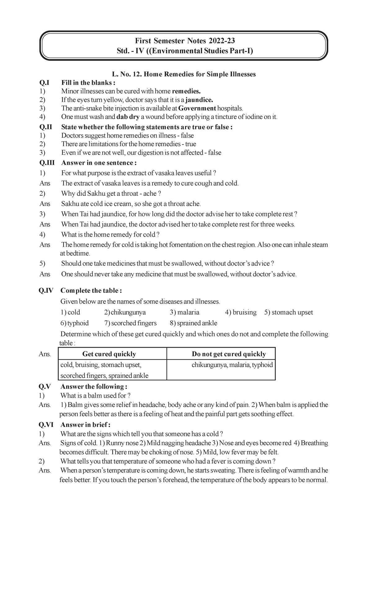 STD. IV - EVS -I - Notes - Lesson No. 12 Dt. 13.09.22. For MD 26142770 ...