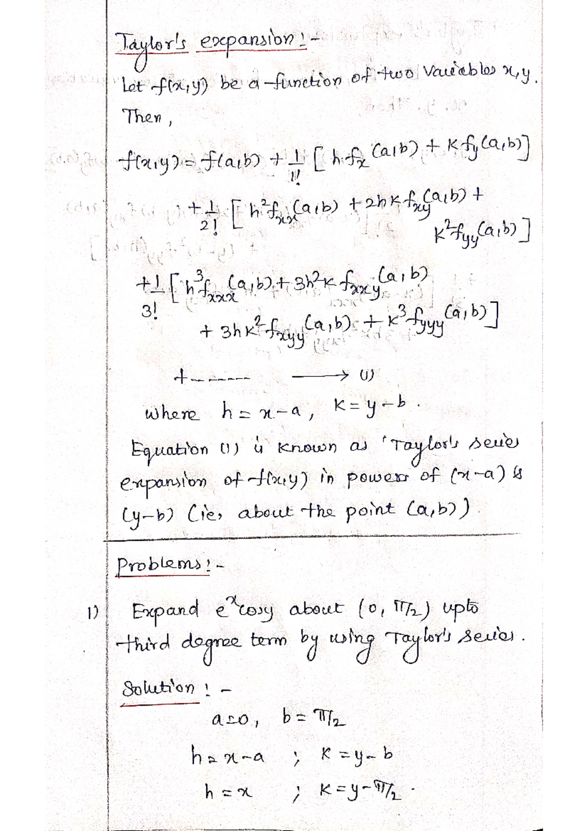 Taylor's Series - GIVES CLEAR EXPLANATION - Let f(x,y) be a function of ...