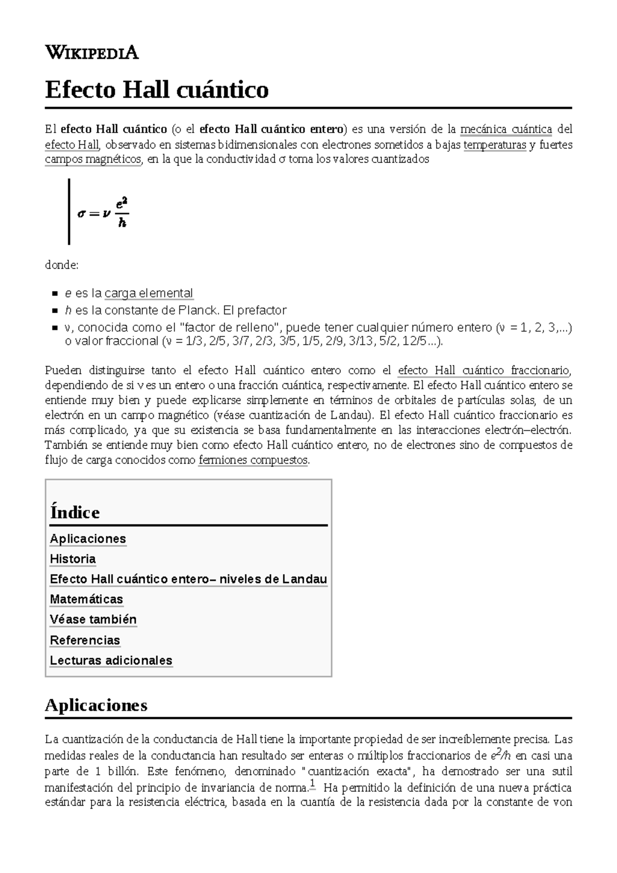 Efecto Hall cuántico - excelente - Efecto Hall cuántico El efecto Hall cuántico (o el efecto ...