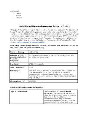 Model UN ( Netherlands) - Netherlands - Treaties - Policies - Alliances ...