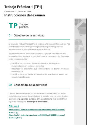 TP1 Etica y Deontología 2023 95% - Trabajo Práctico 1 [TP1] Comenzado: 4 de feb en 20 ...