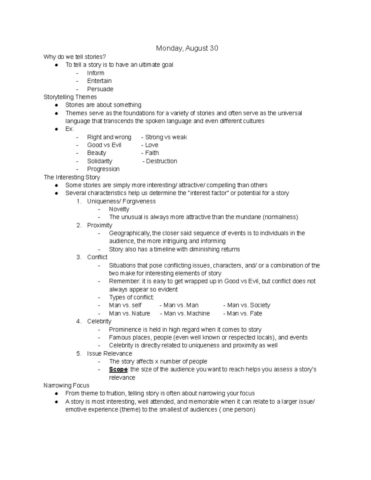 VS notes Unit 1 - James Eppler - Monday, August 30 Why do we tell ...