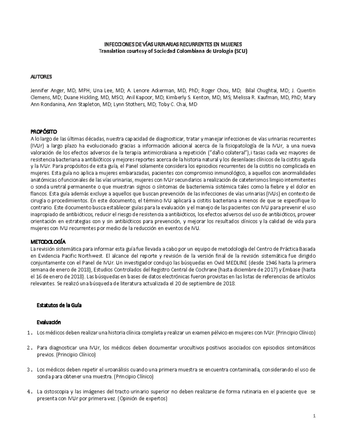 Infecciones de Vías Urinarias recurrentes en mujeres AUA - INFECCIONES ...