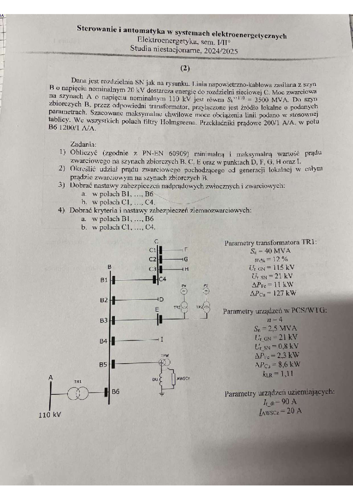 Zadanie projektowe sterowanie i automatyka SIA-p - Sterowanie i automatyka W systemach - Studocu