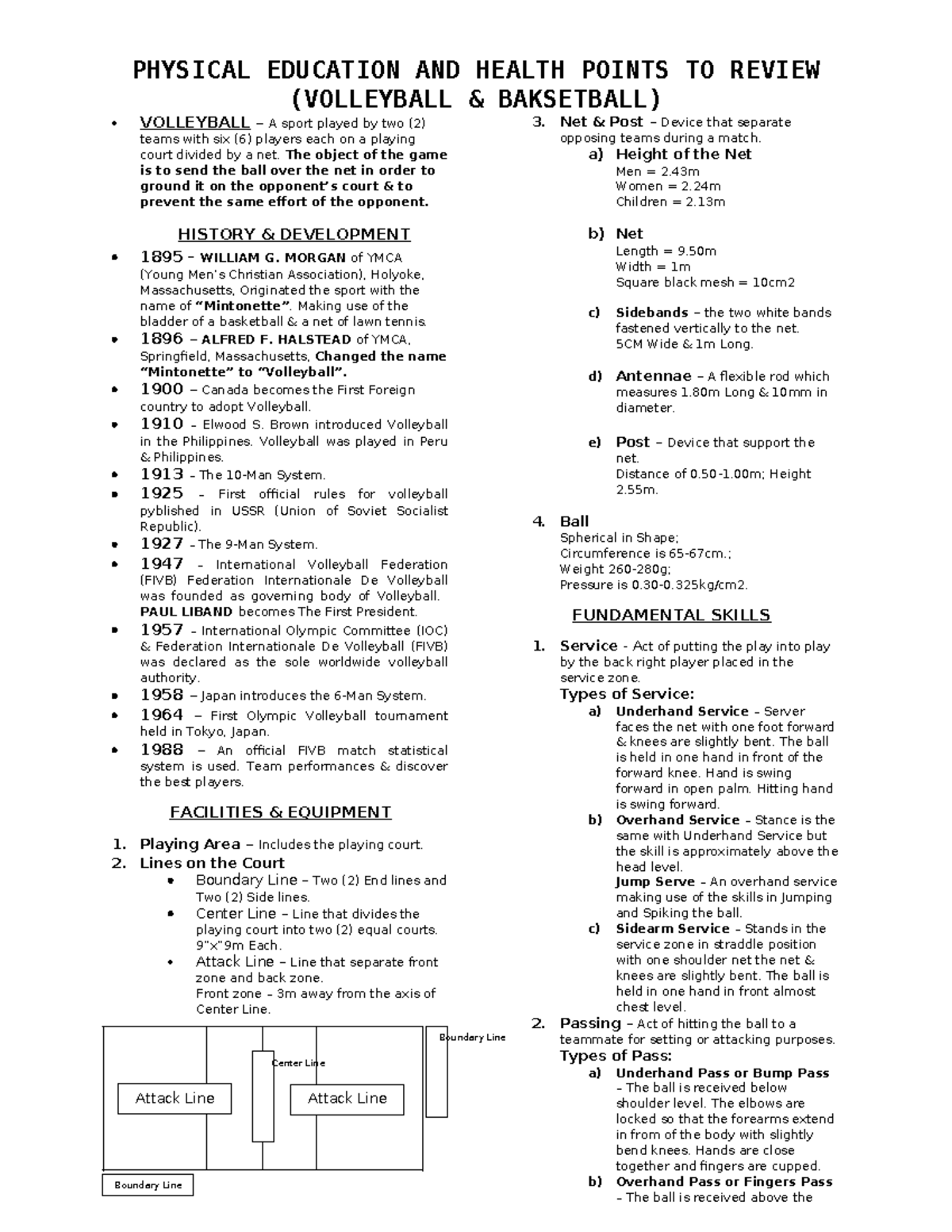 Physical Education Reviewer Volleyball Basketball - (VOLLEYBALL ...