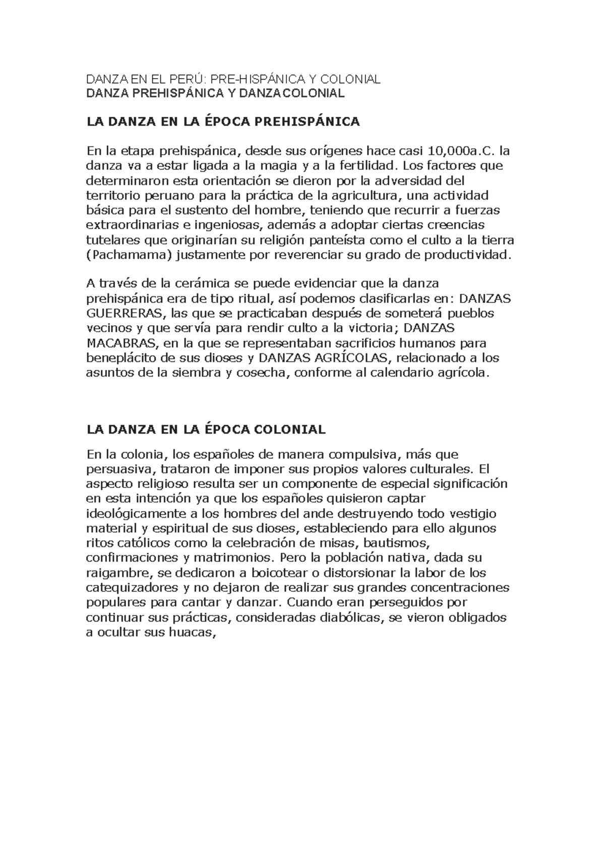 Danza EN EL PERÚ - DANZA EN EL PERÚ: PRE-HISPÁNICA Y COLONIAL DANZA ...